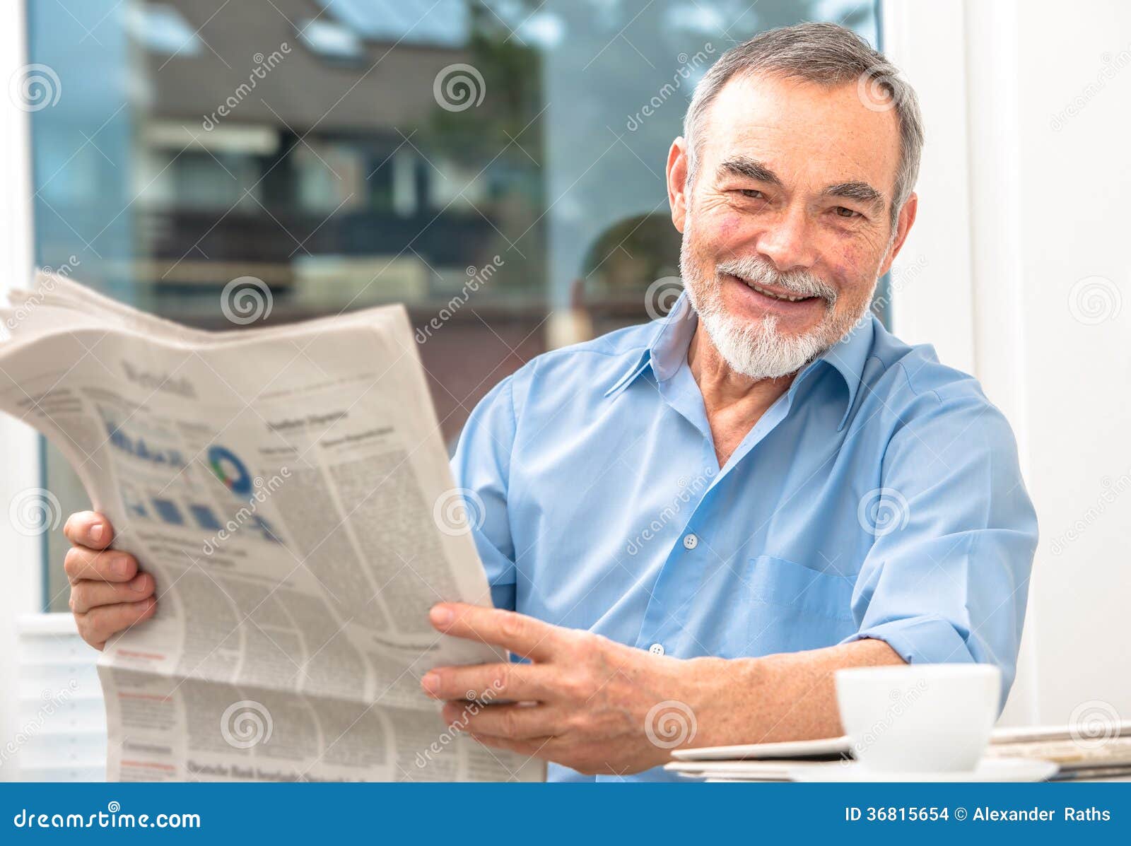 Senior Man with a Newspaper Stock Photo - Image of leisure, adult: 36815654