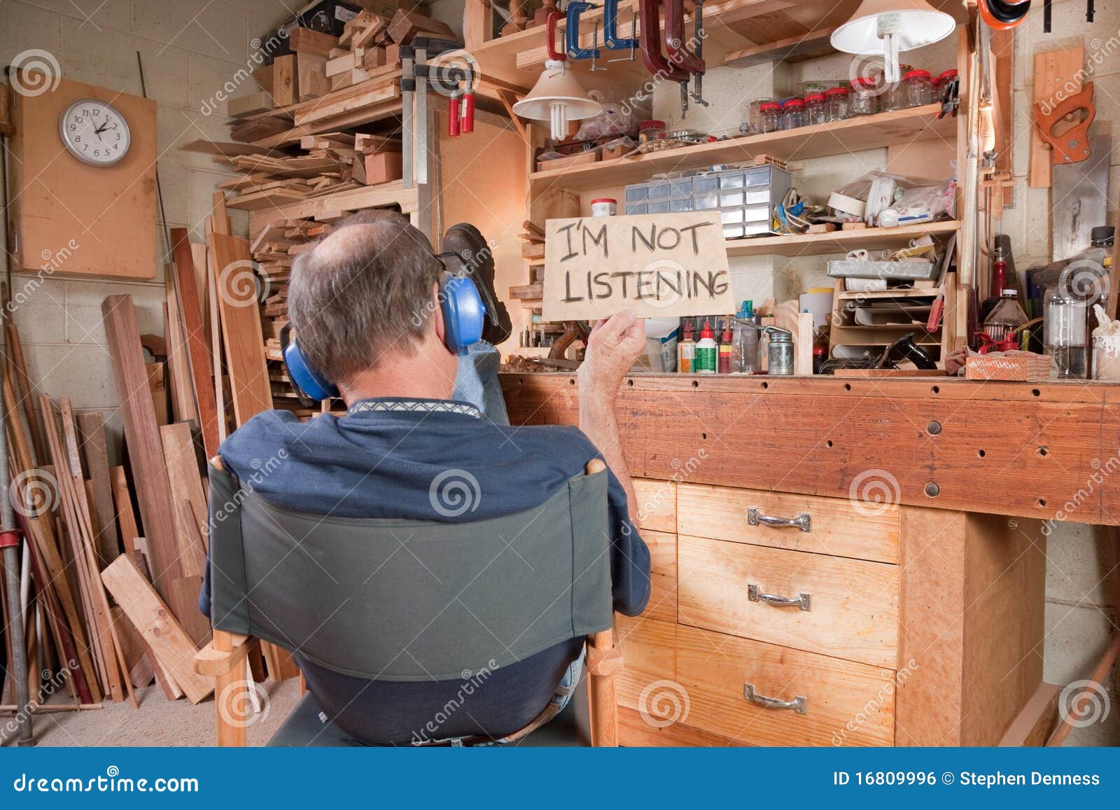 Senior man not listening stock photo. Image of handyman - 16809996