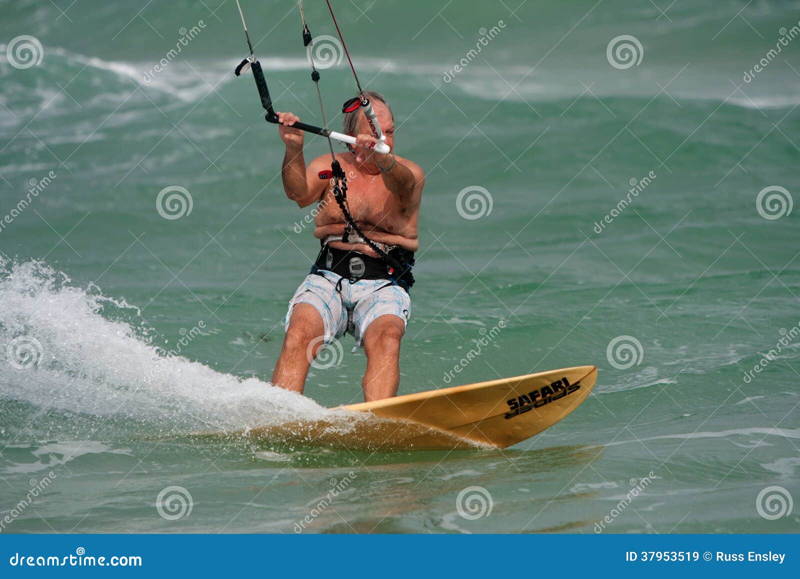 Senior Man Parasail Surfs Off Florida Coast Editorial Stock Image ...