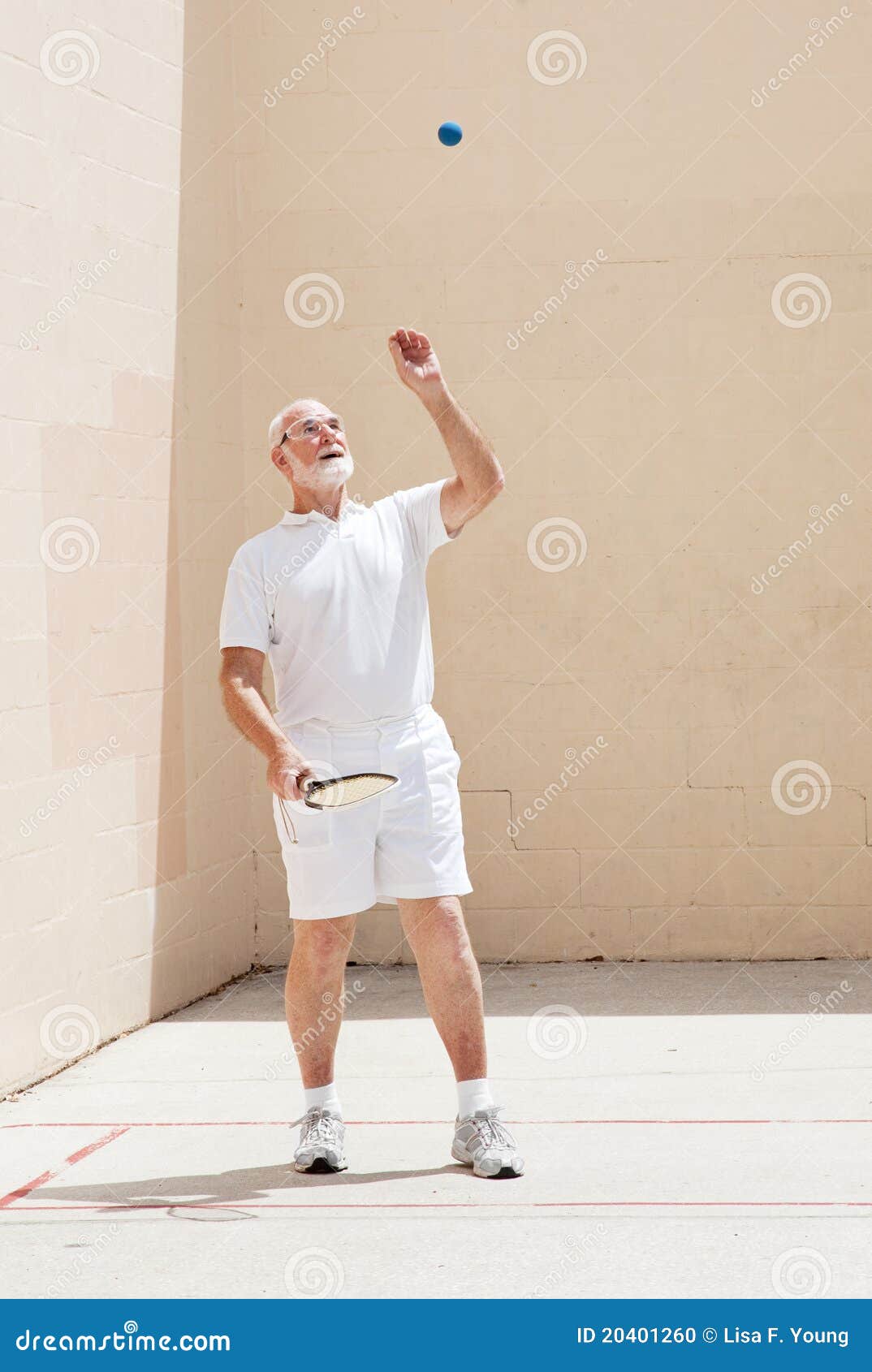 Senior Man Plays Racquetball Stock Photo - Image of fitness, racket ...