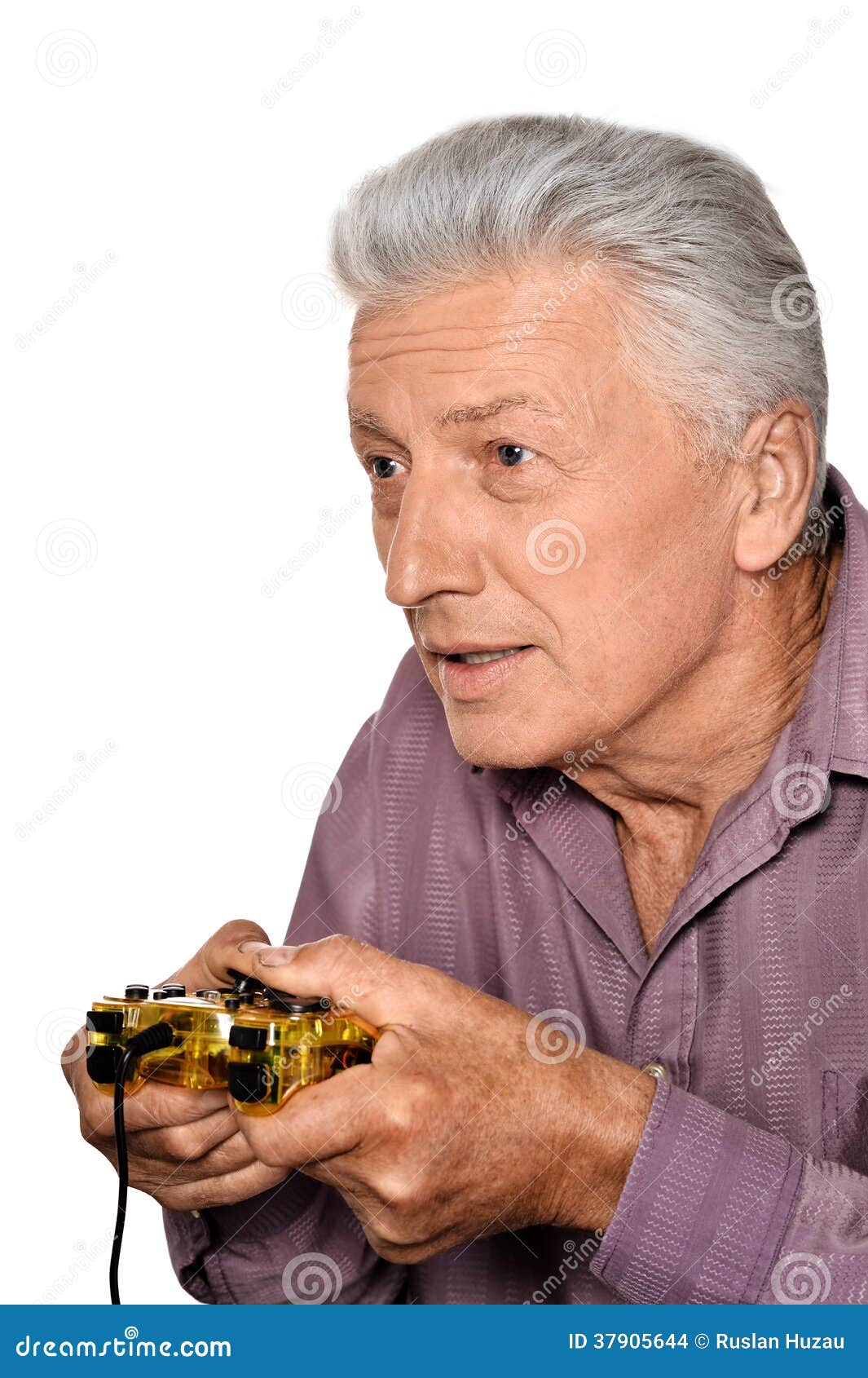 Senior Man Plays Video Game Stock Photo - Image of retire, female: 37905644