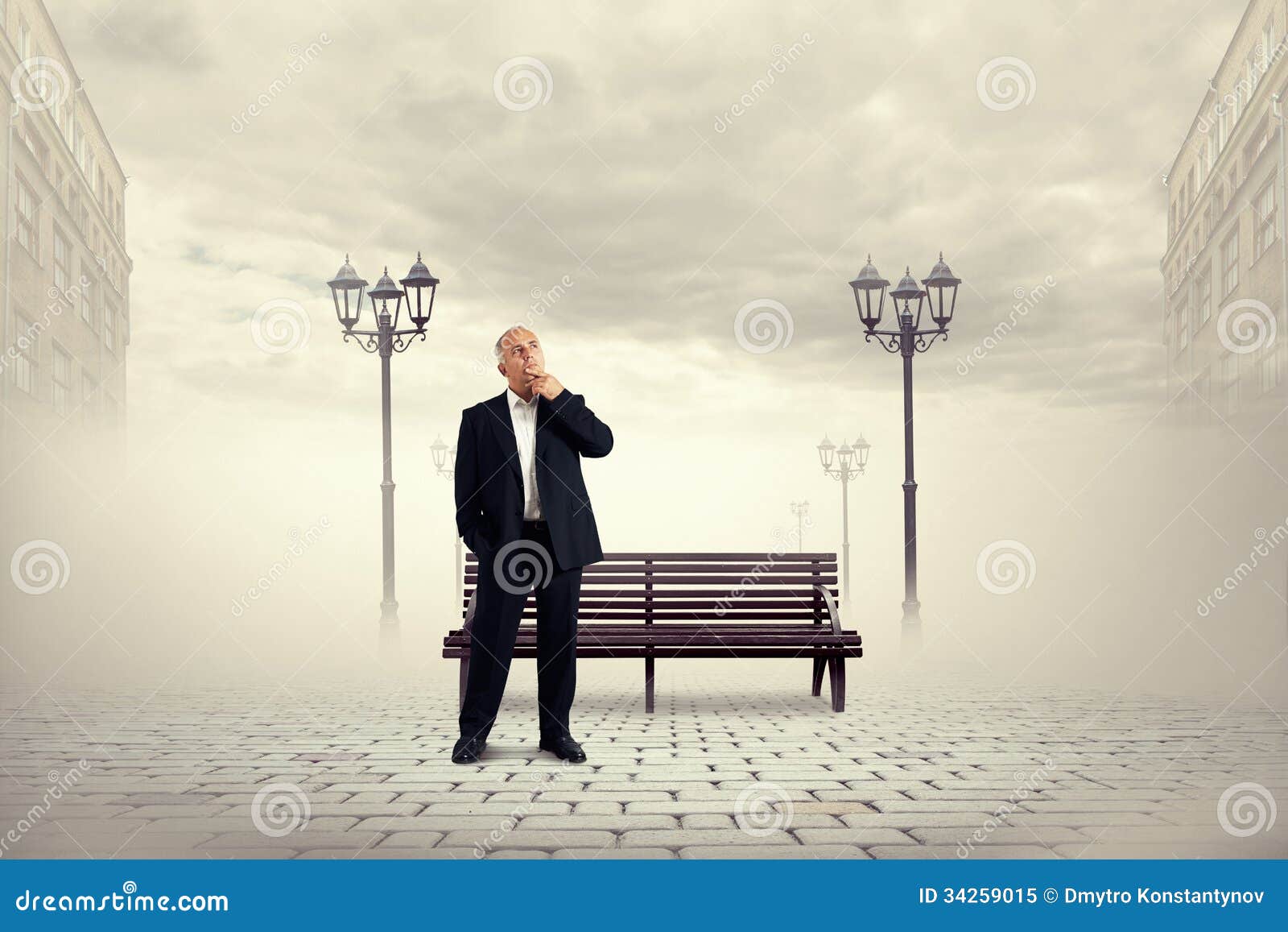 Senior man is pondering stock image. Image of street - 34259015