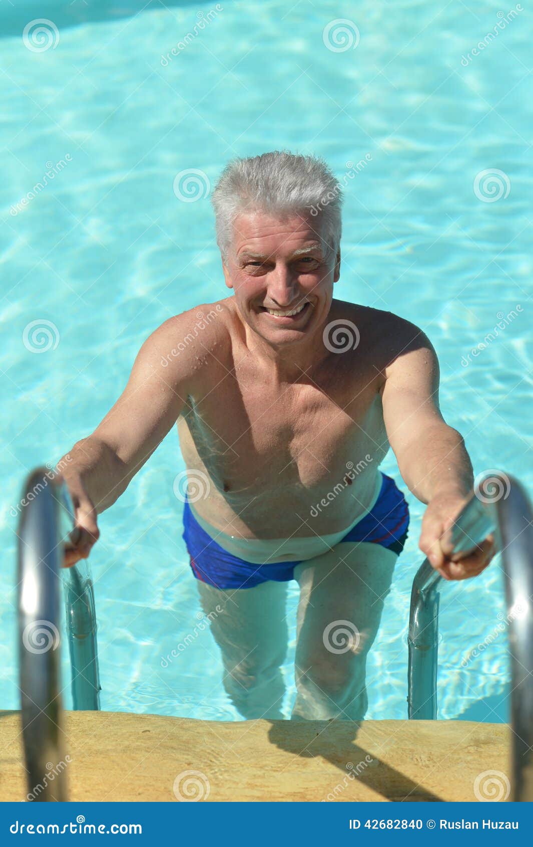 Senior man in pool stock photo. Image of mature, pensioner - 42682840