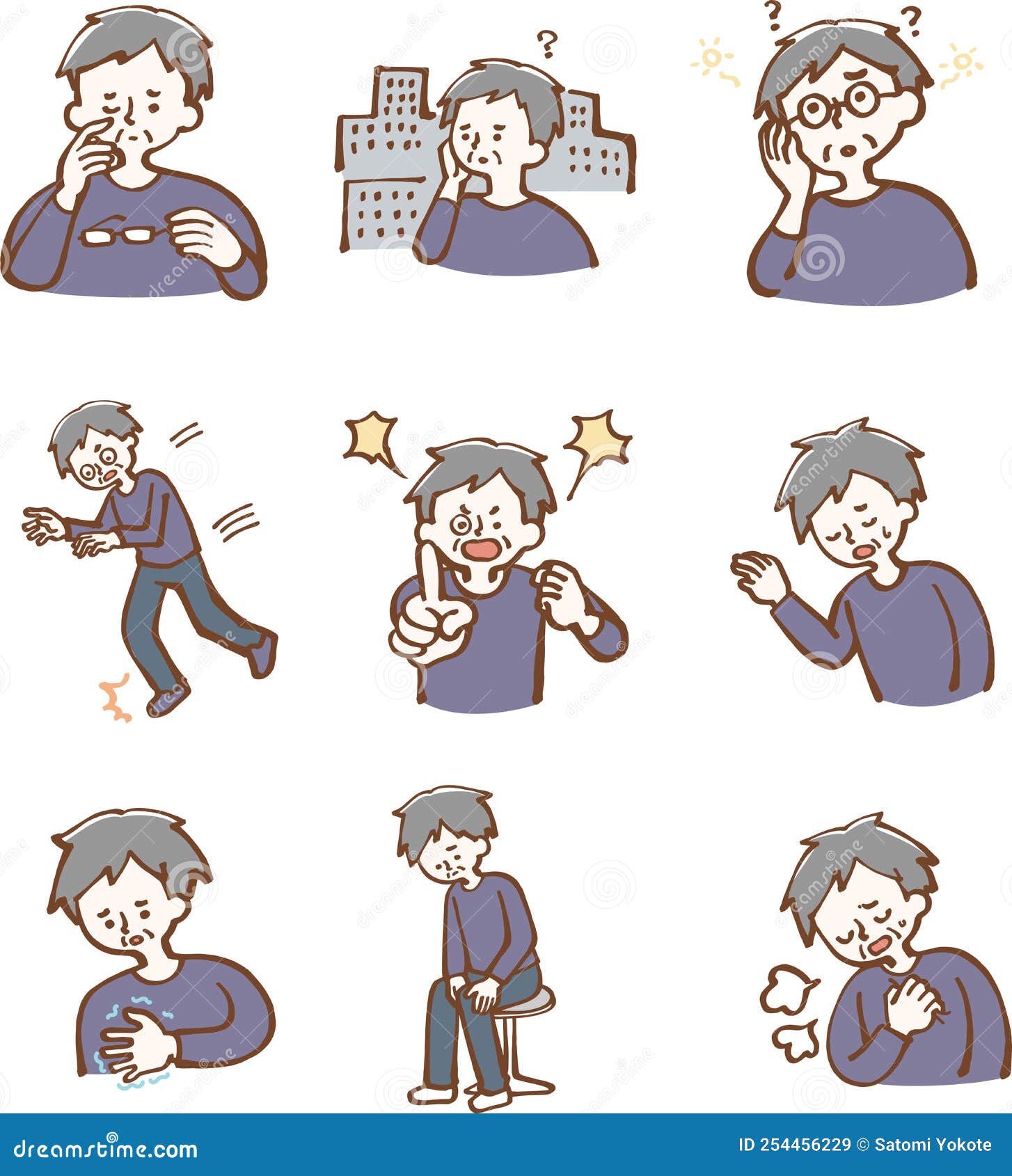 Senior Man in Poor Health Simple Illustration Stock Vector ...