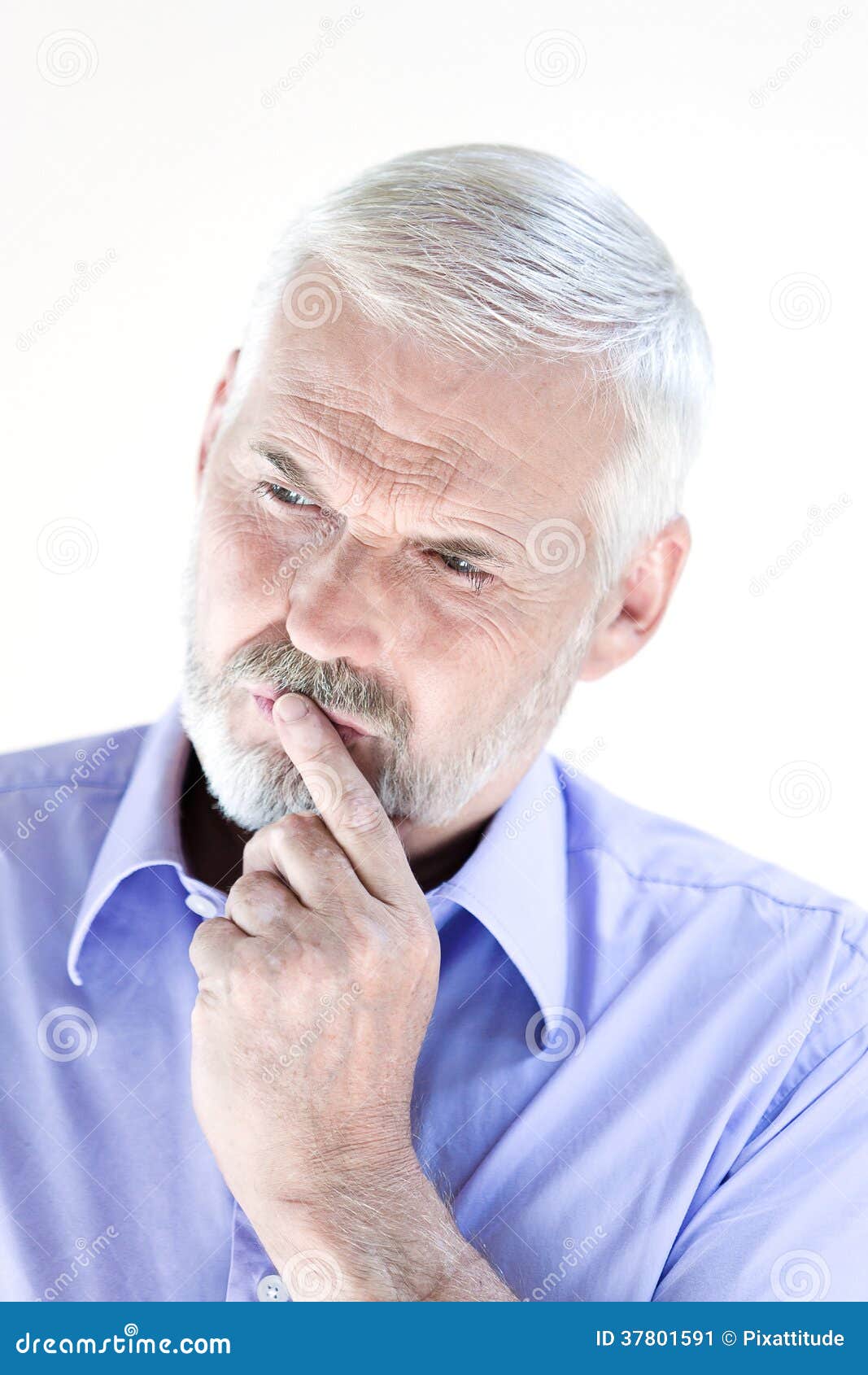 Senior Man Portrait Thinking Stock Image - Image of mistrust, studio ...