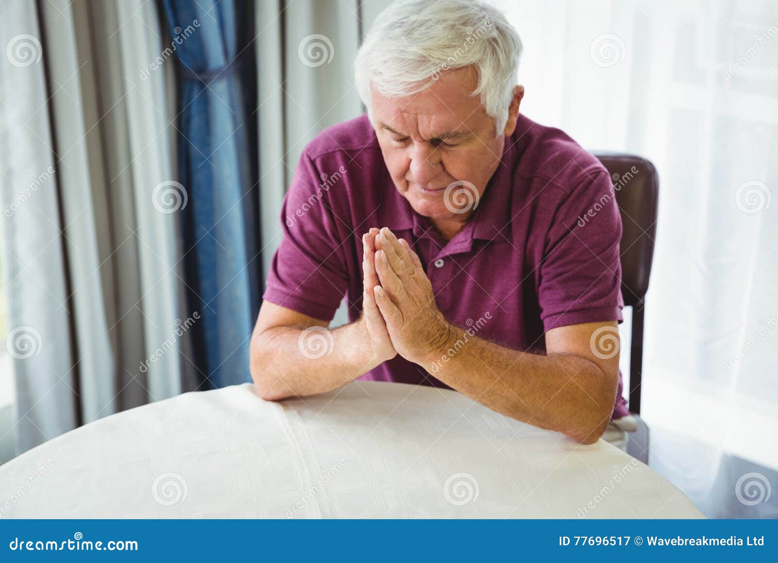 Senior man praying stock image. Image of grace, retiree - 77696517