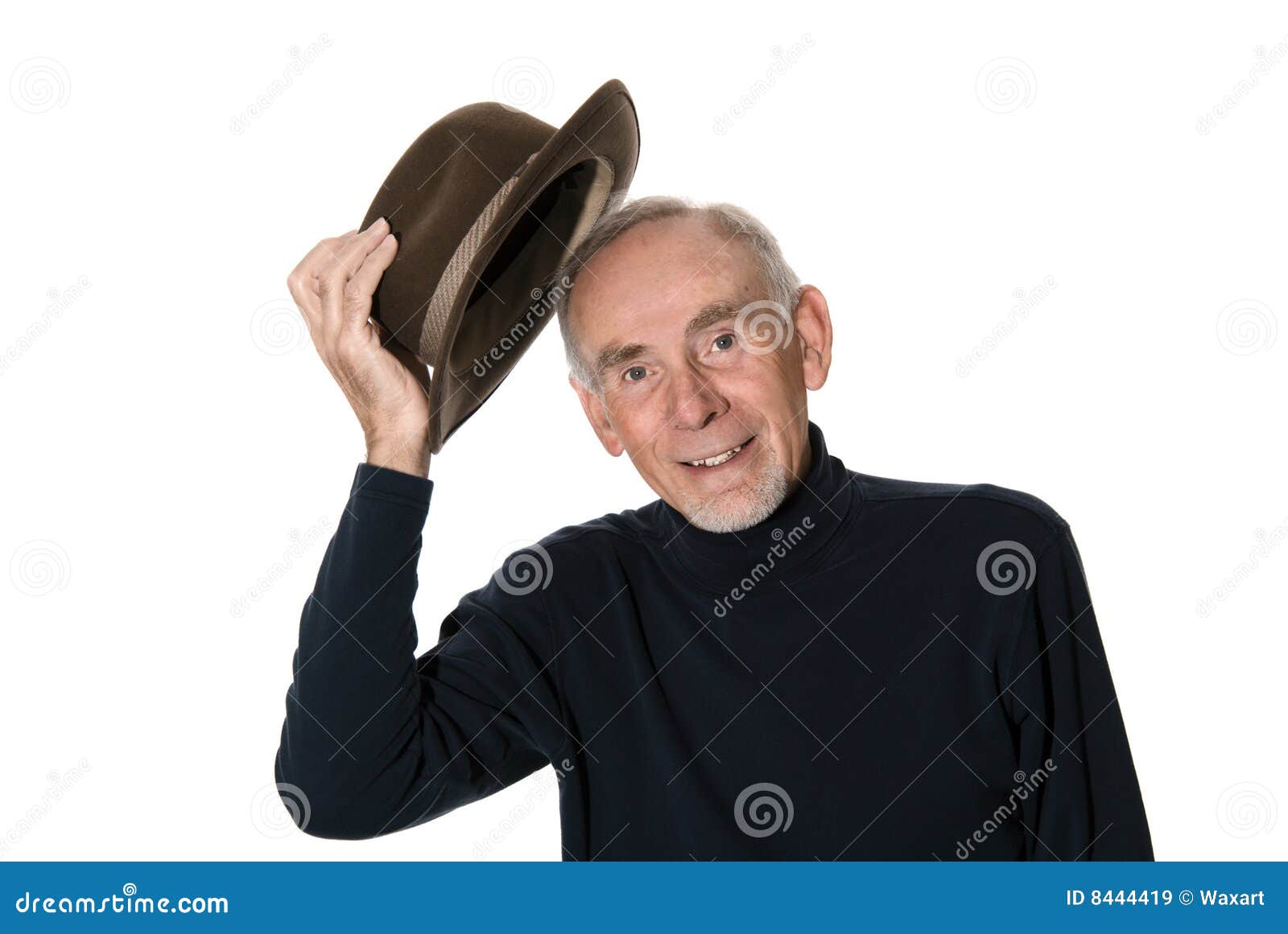 Senior man raising his hat stock image. Image of fashioned - 8444419