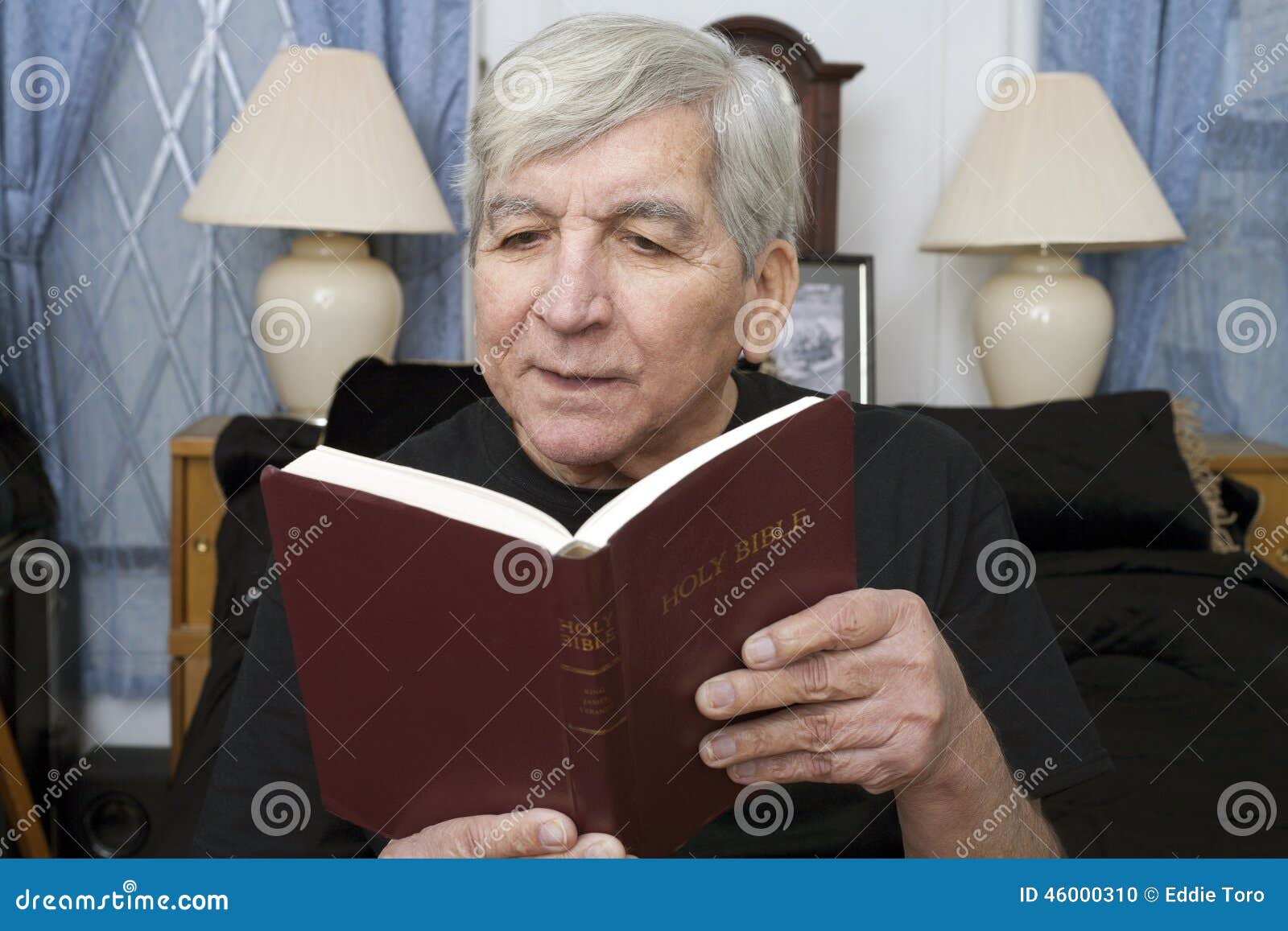Senior man reading Bible stock photo. Image of bible - 46000310