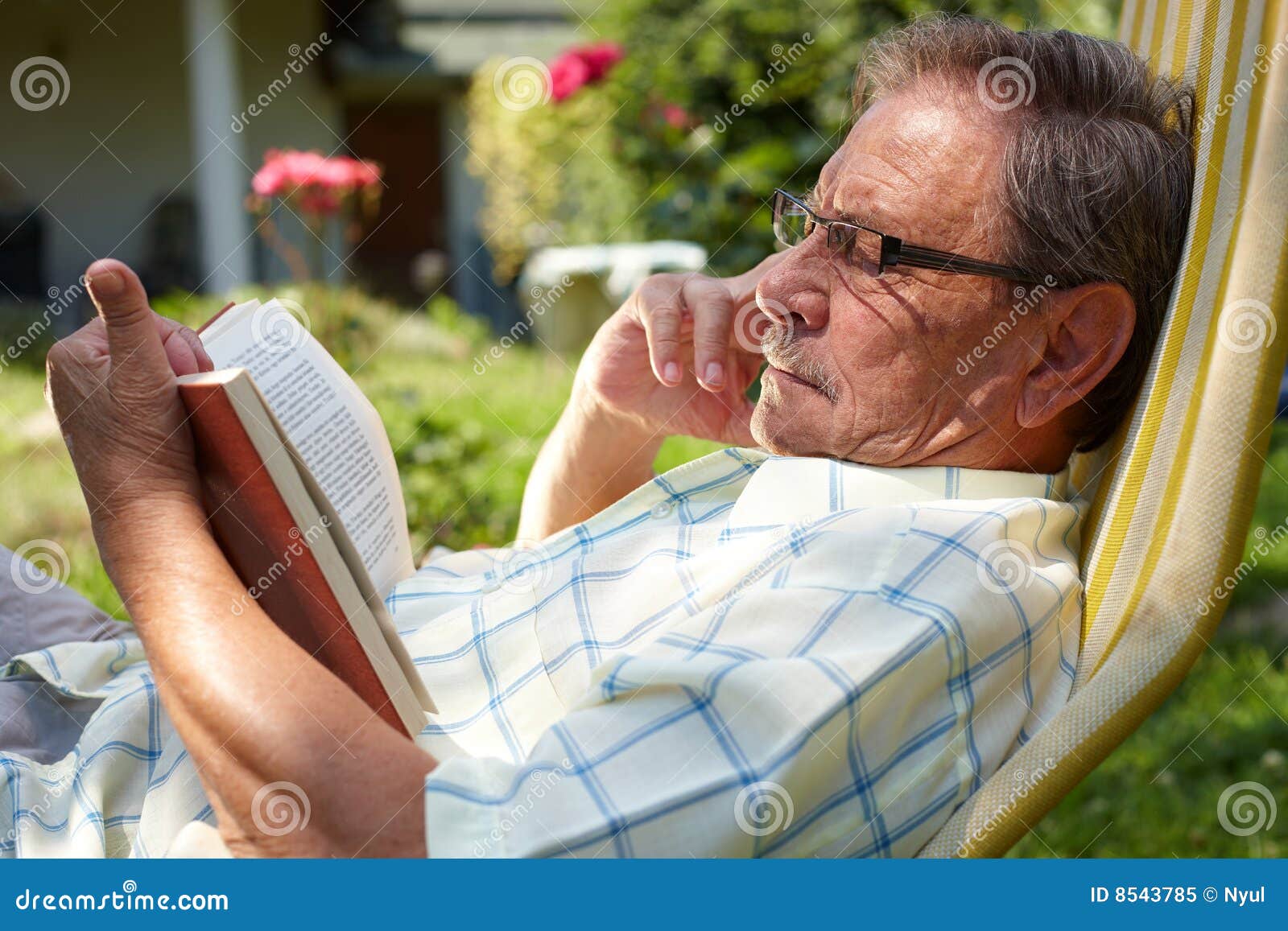 Senior man reading outdoor stock image. Image of gray - 8543785