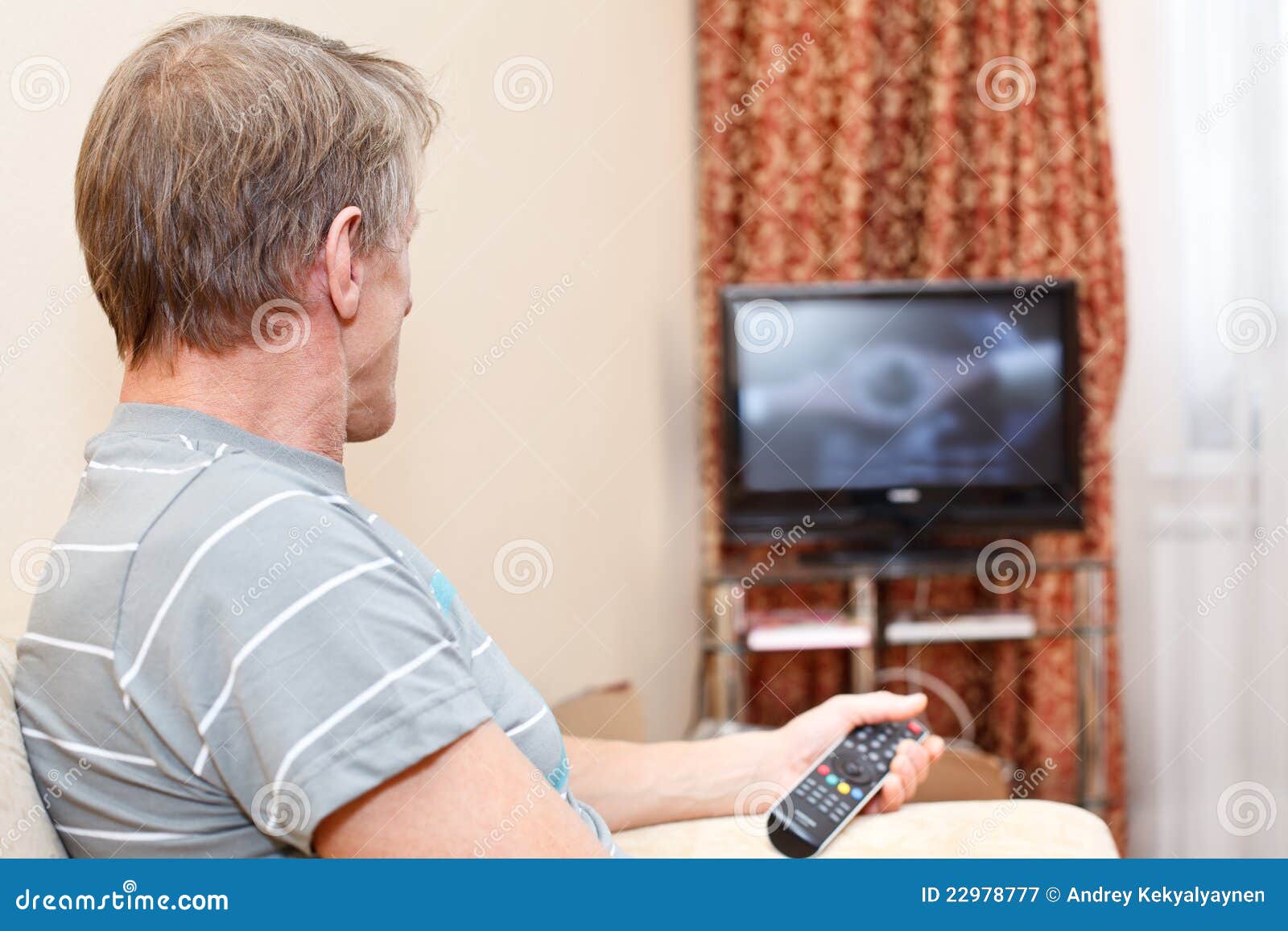 Senior Man with Remote Control and Tv-set Stock Image - Image of ...