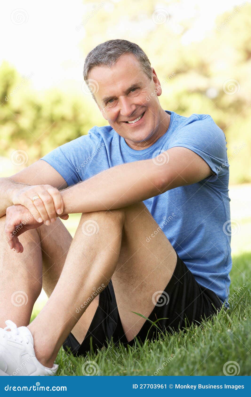 Senior Man Resting after Exercising in Park Stock Image - Image of ...