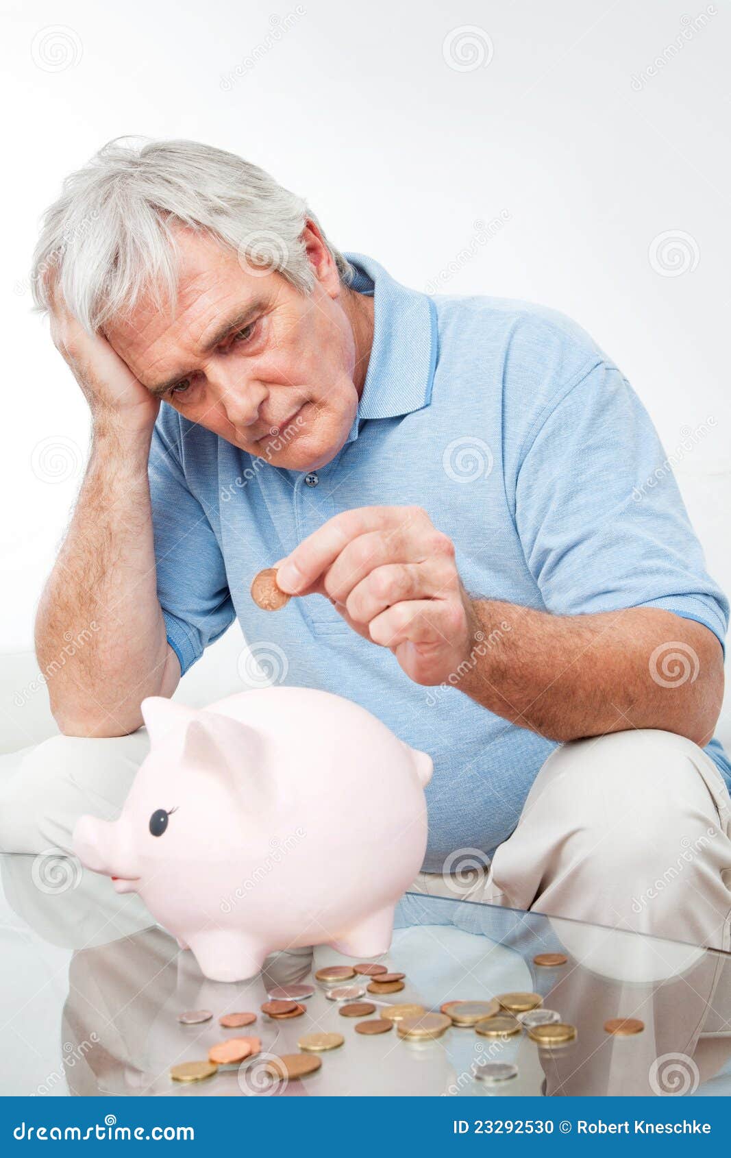 Senior Man Saving Money in Piggy Stock Photo - Image of finance, poor ...