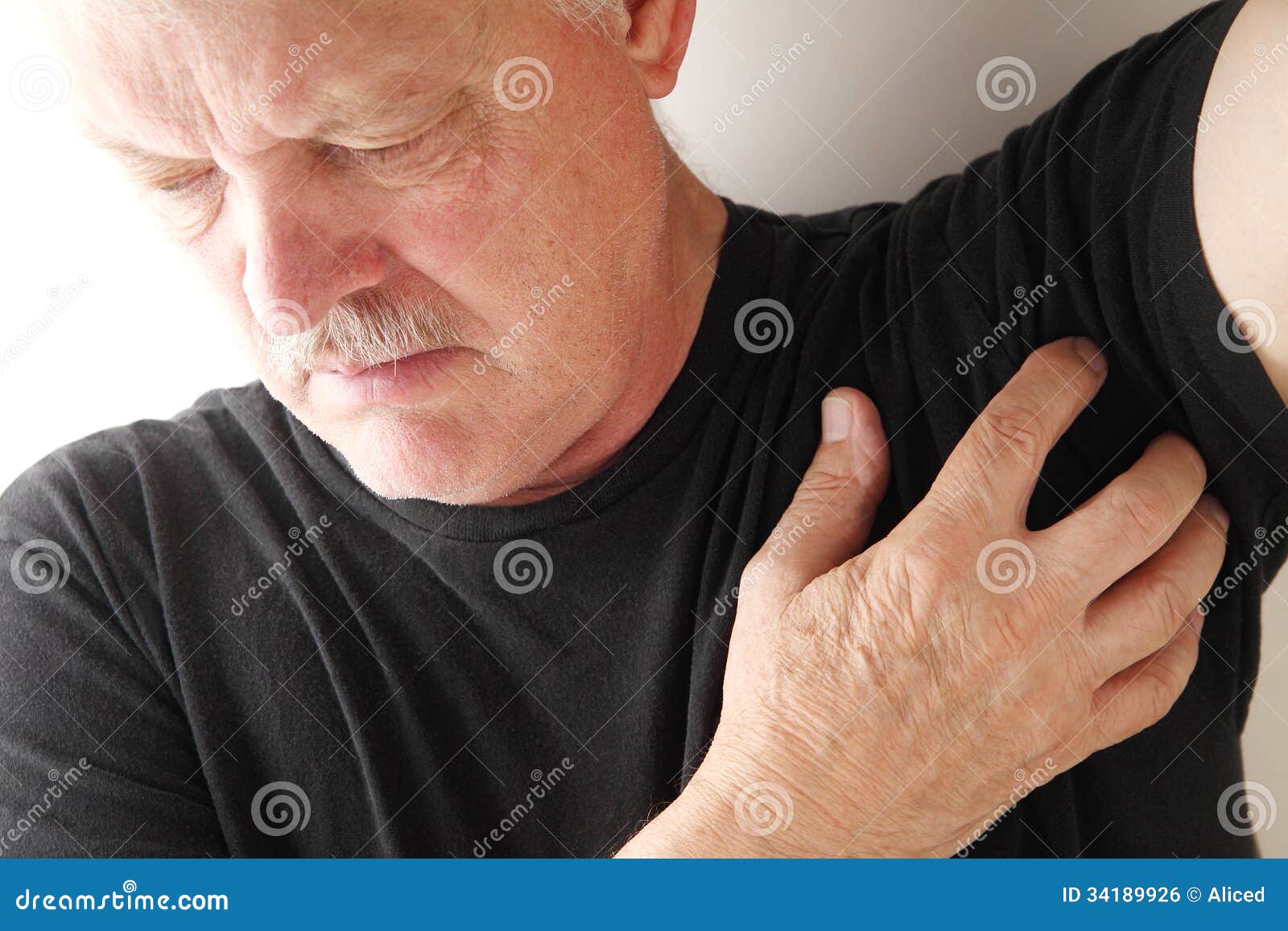 Senior Man Scratches Under His Arm Stock Photo - Image of medical ...