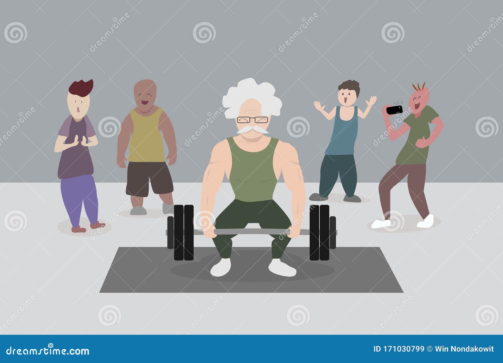 Senior man showing workout stock vector. Illustration of training ...