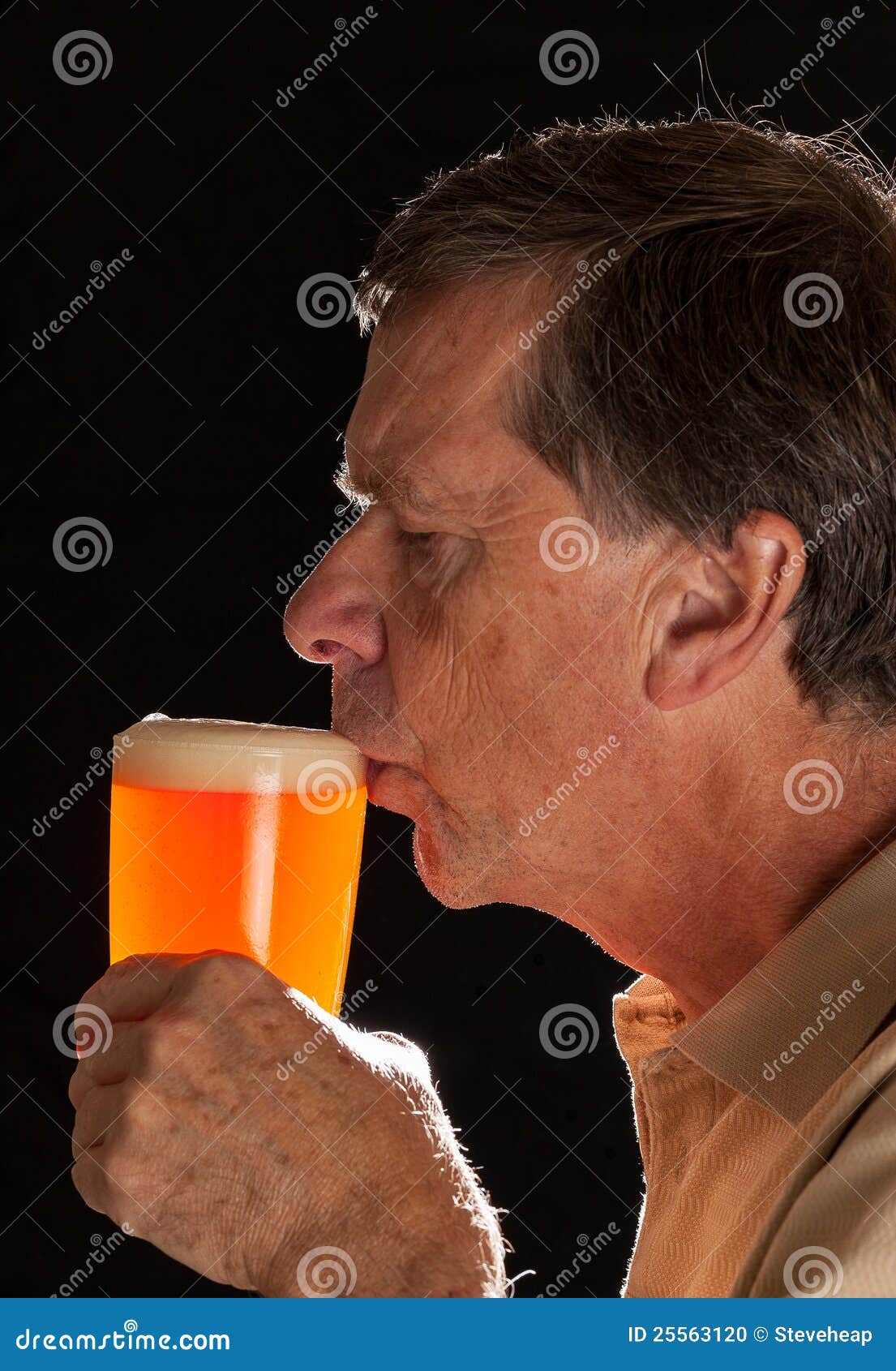 Senior Man Sipping from Pint Glass Beer Stock Photo - Image of alcohol ...
