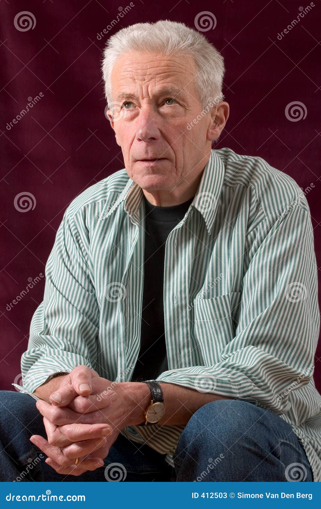 Senior Man Sitting in Relaxed Pose Stock Image - Image of retired ...