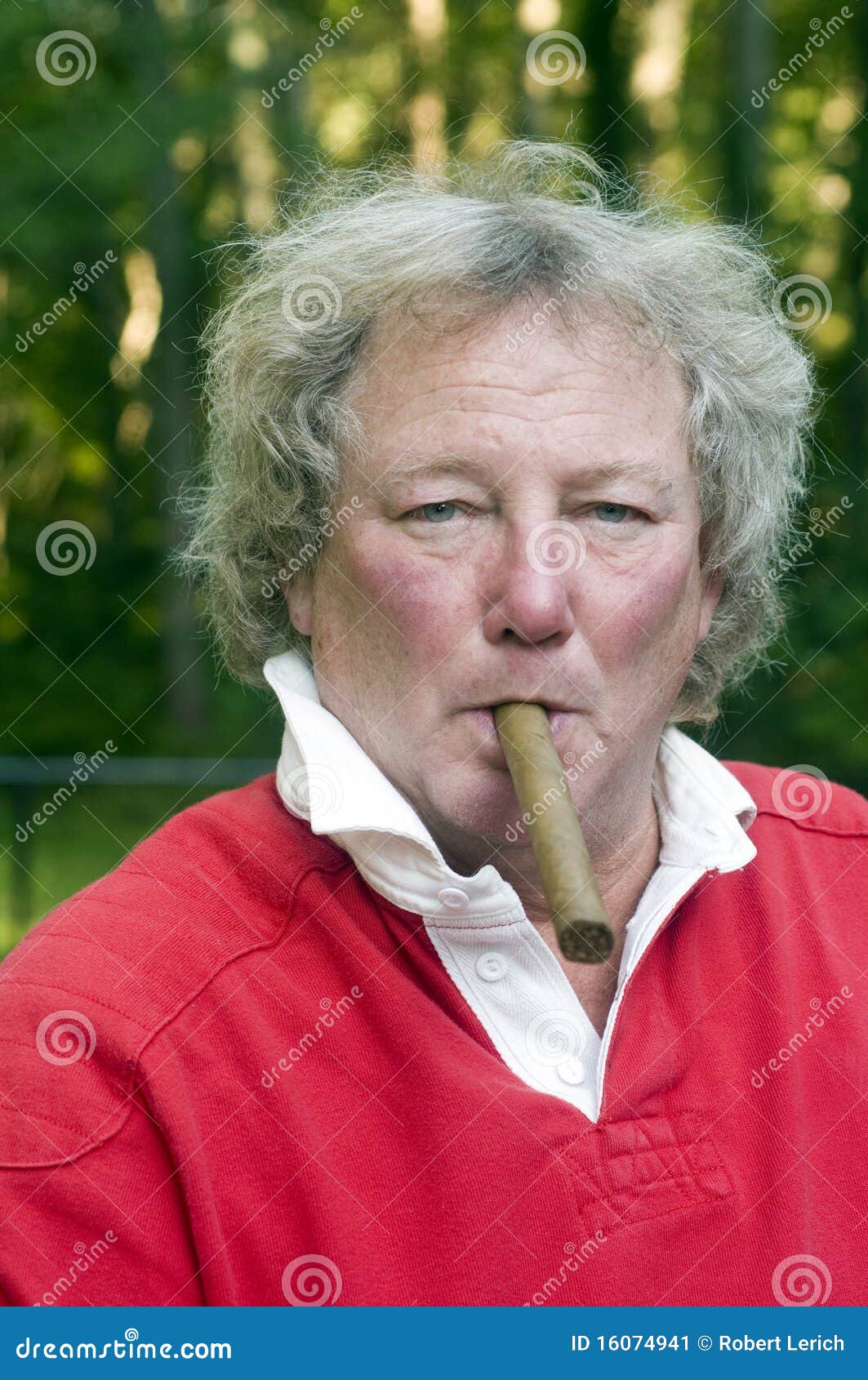 Senior Man Smoking Big Cigar Stock Image - Image of hair, large: 16074941