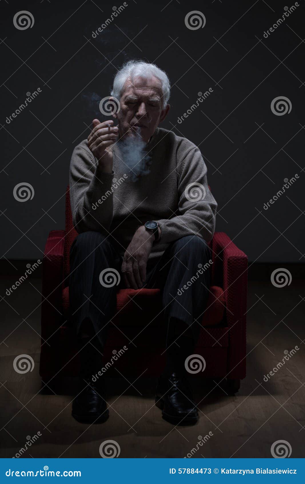 Senior Man Smoking Cigarette Stock Image - Image of addiction ...
