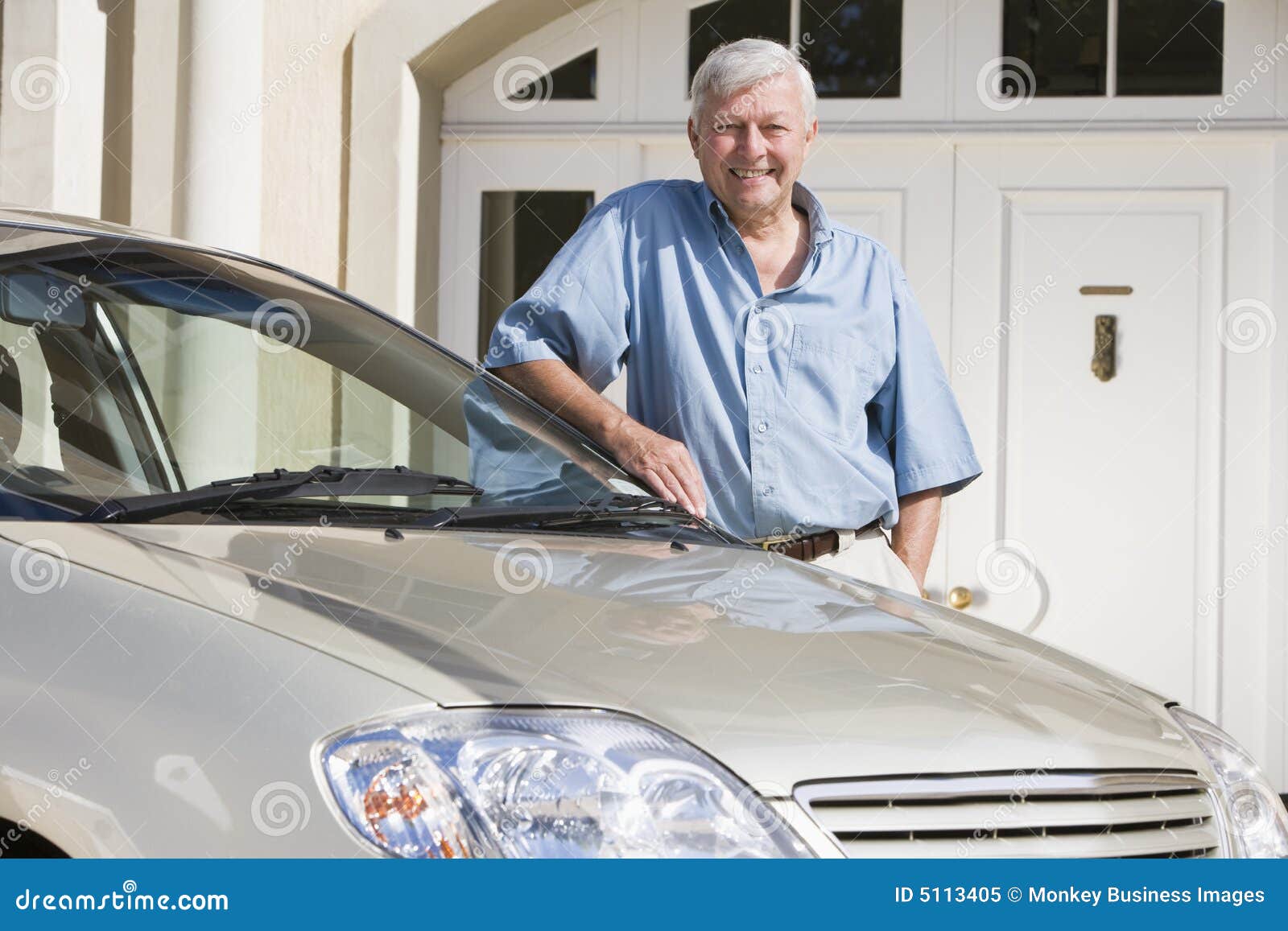 Senior Man Standing Next To New Car Stock Image - Image of proud, home ...