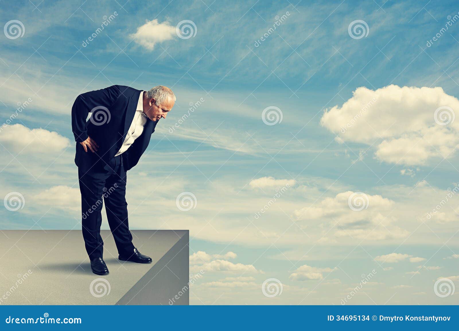Senior Man Standing Over the Precipice Stock Photo - Image of formal ...