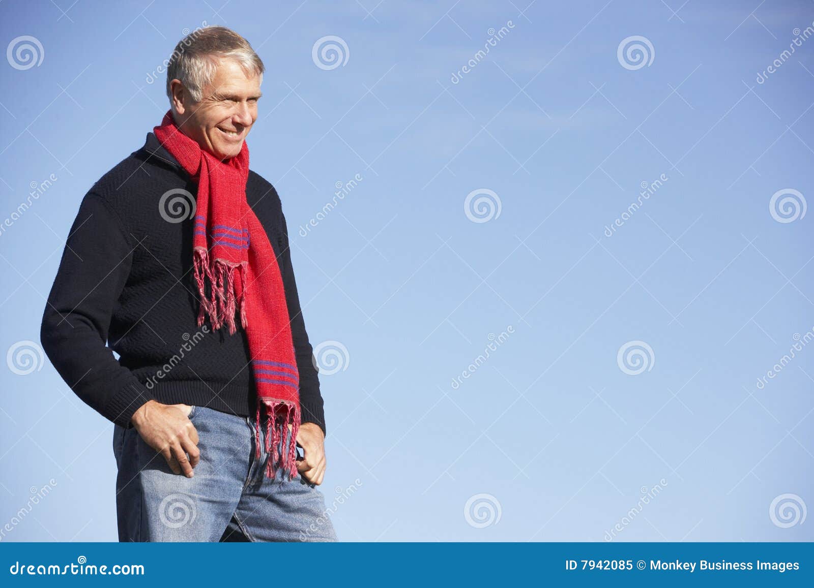 Senior Man Standing in Park Stock Image - Image of wintertime, park ...