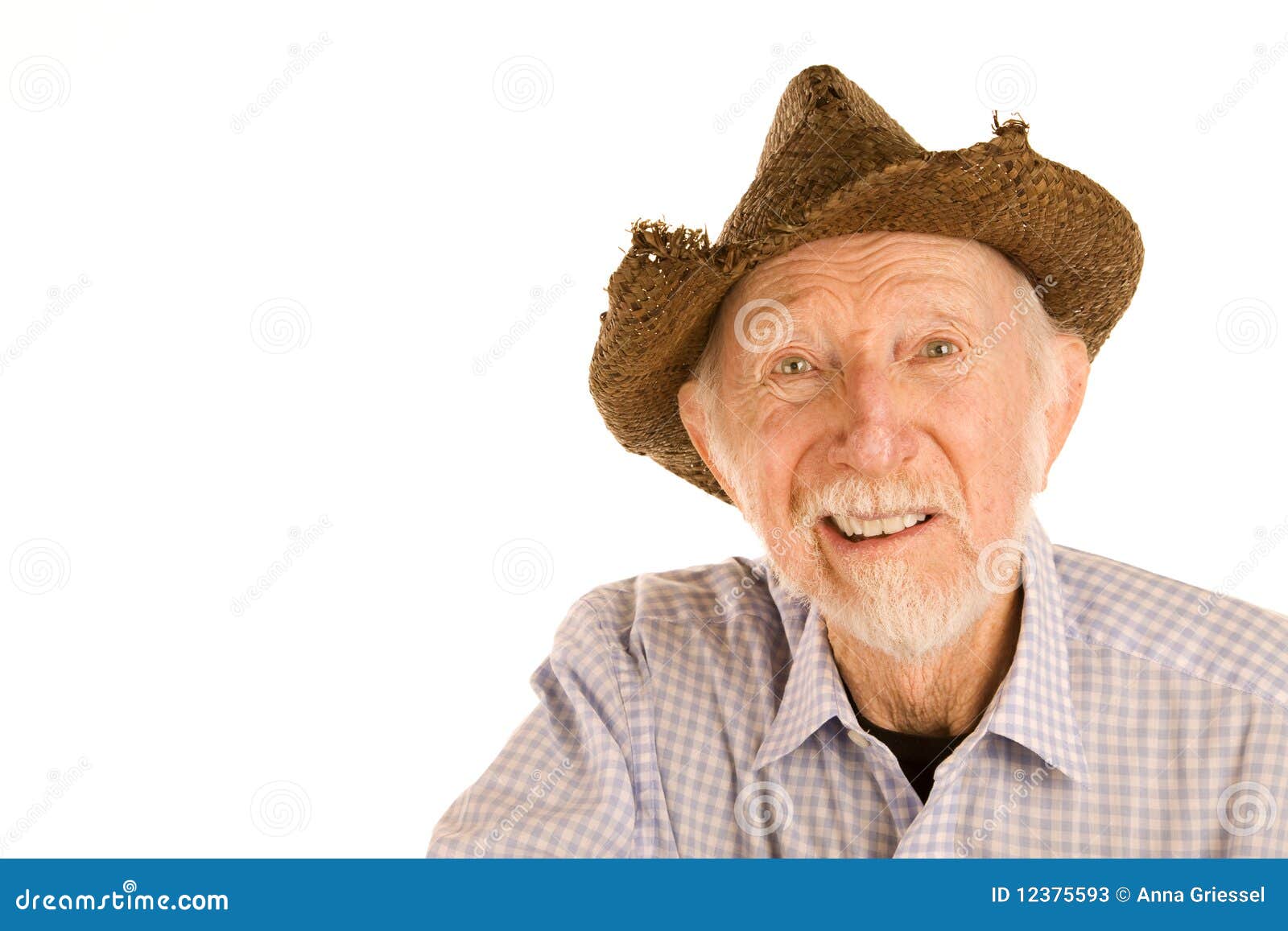 Senior man in straw hat stock image. Image of cowboy - 12375593