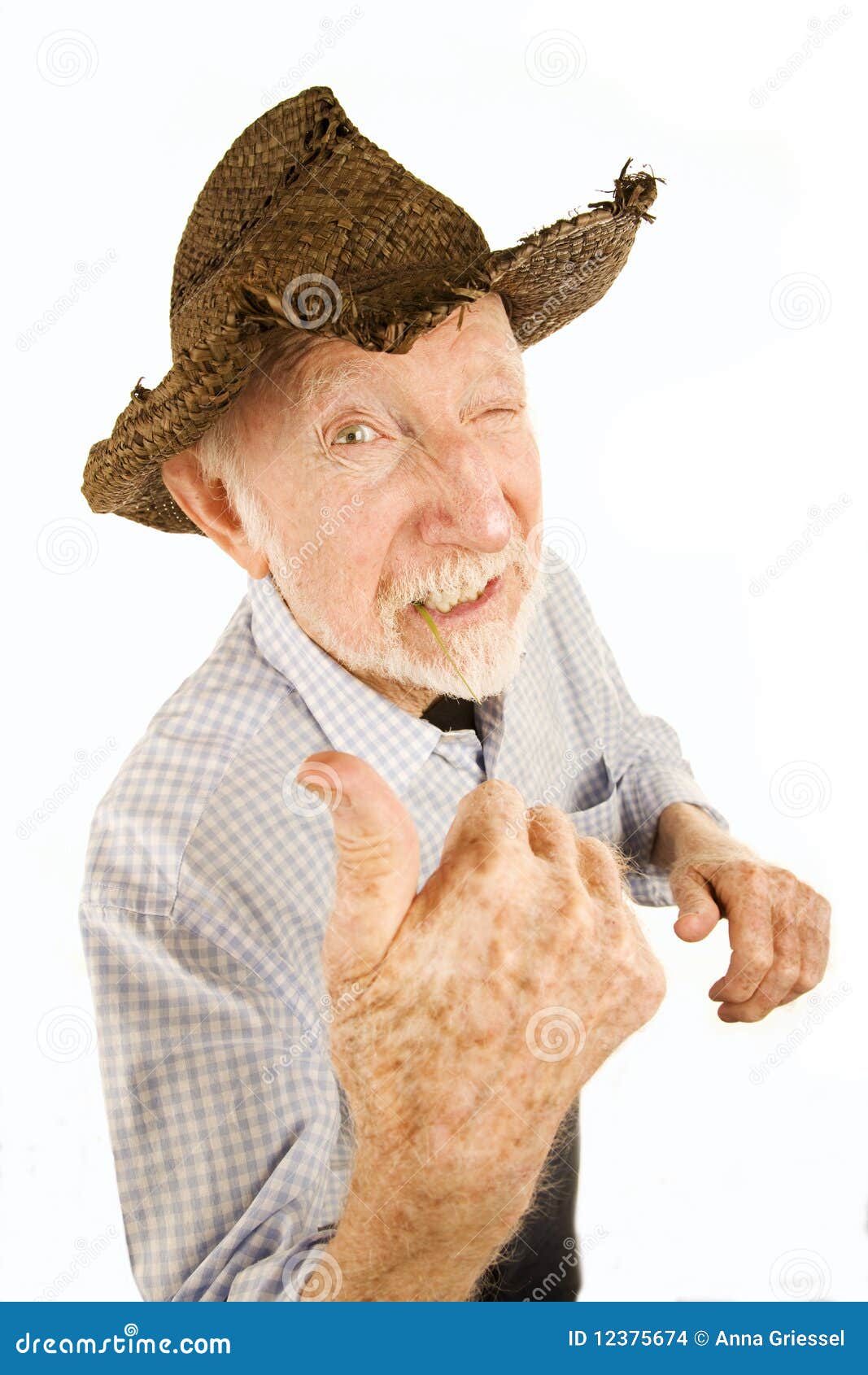 Senior man in straw hat stock photo. Image of grass, blade - 12375674
