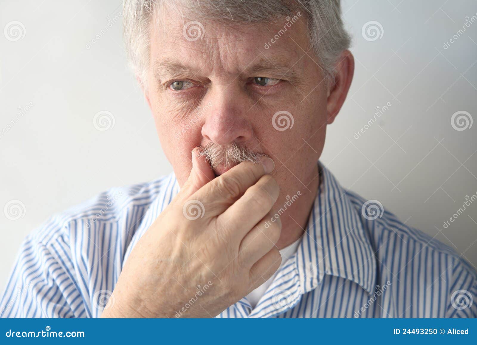 Senior Man Strokes His Mustache Stock Photo - Image of hand, head: 24493250