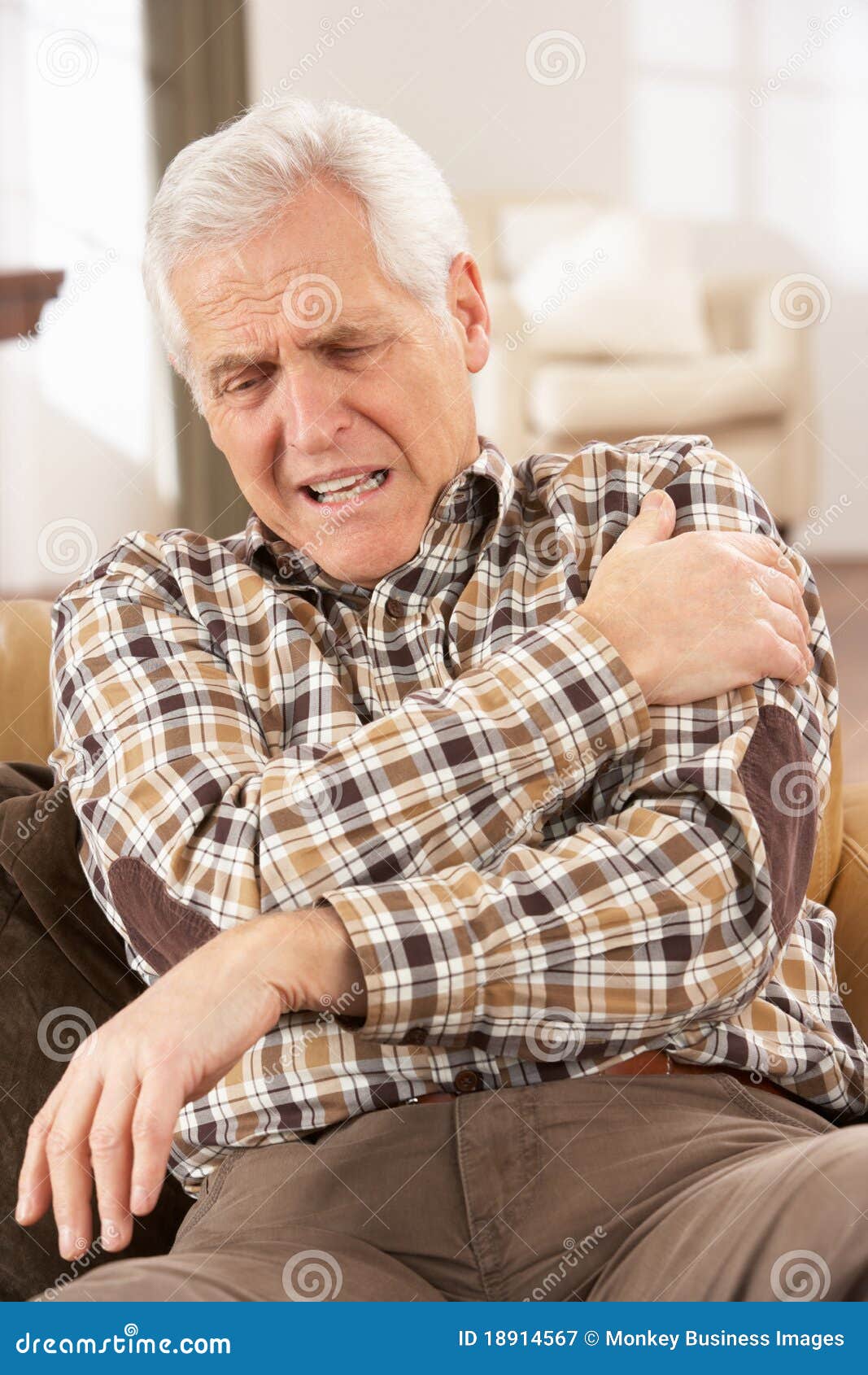 Senior Man Suffering Cardiac Arrest Stock Image - Image of sitting ...