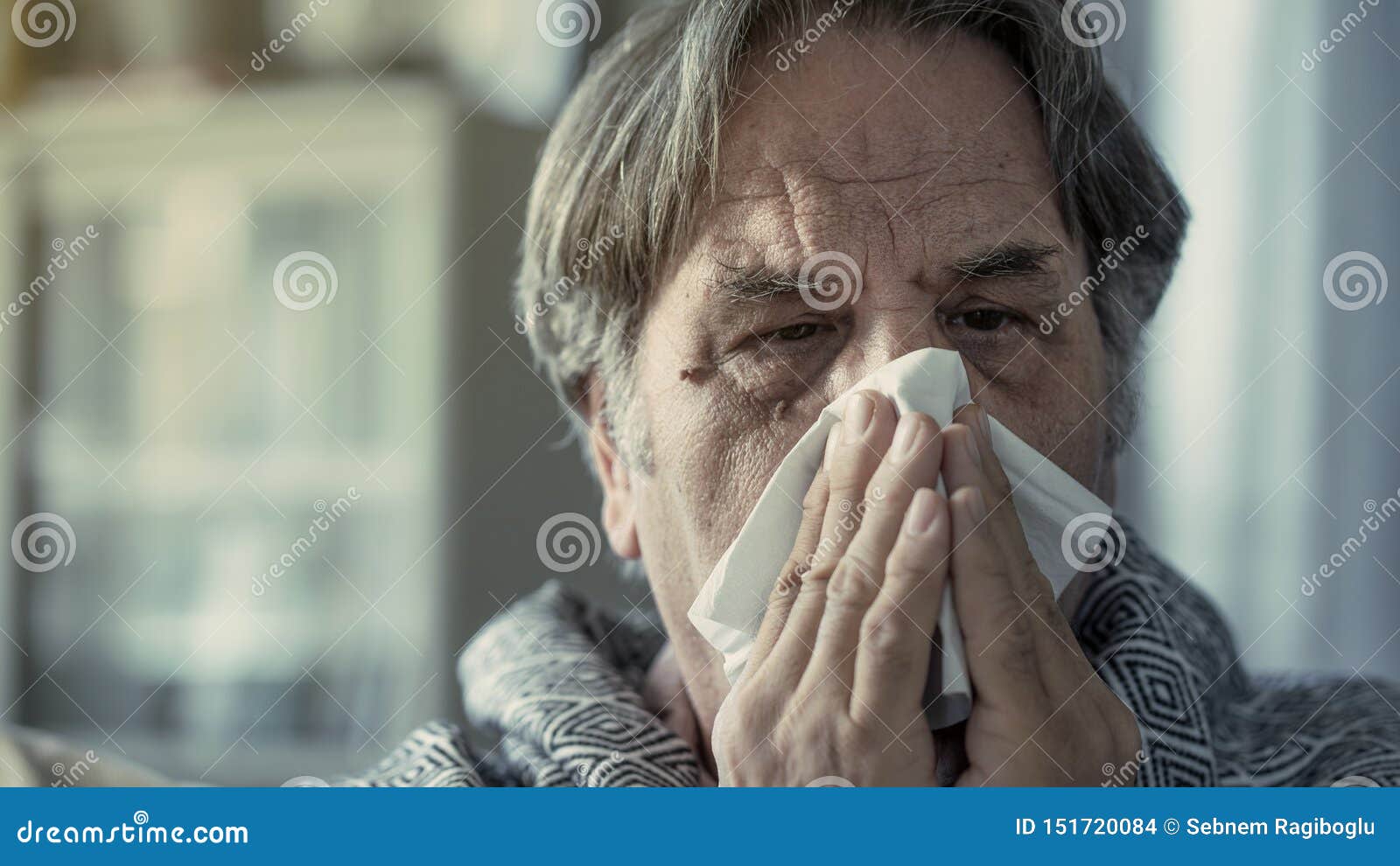 Senior Man Suffering from Cold Stock Photo - Image of male, angina ...
