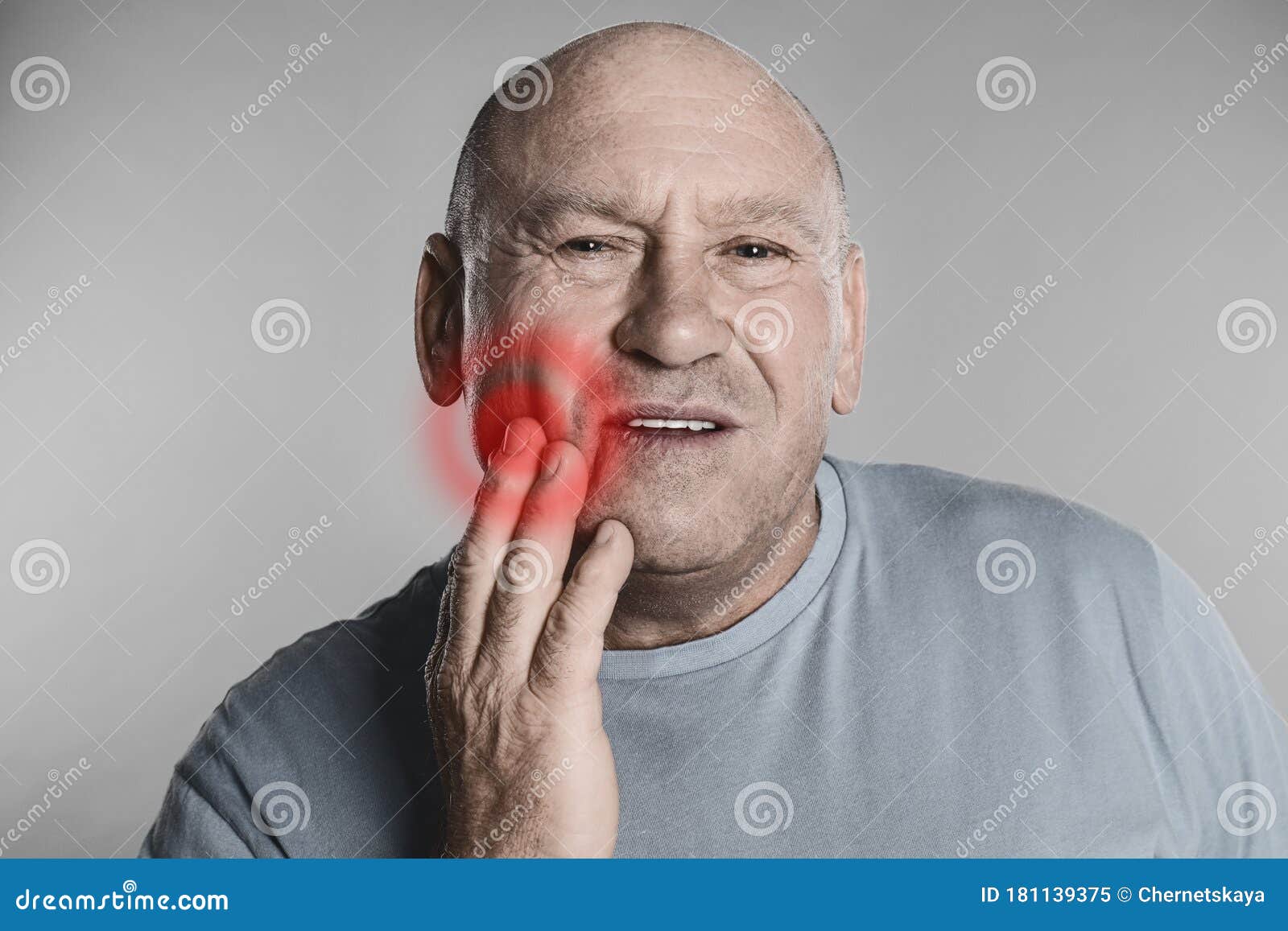 Senior Man Suffering from Toothache on Background Stock Image - Image ...