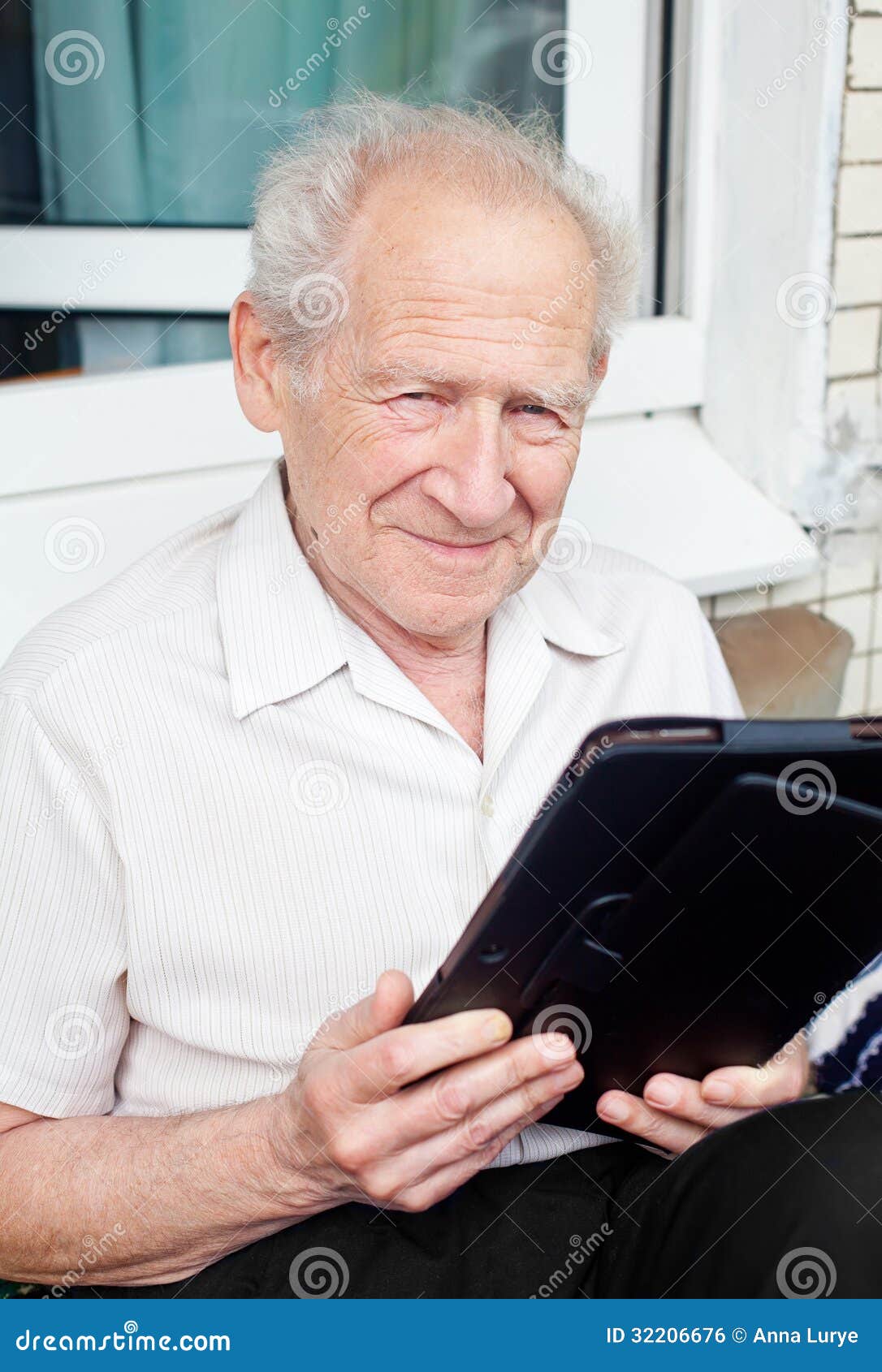 Senior Man with Tablet stock photo. Image of casual, grandfather - 32206676