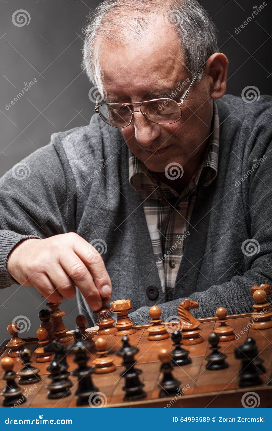 Senior Man Thinking about His Next Move in a Game of Chess Stock Image ...