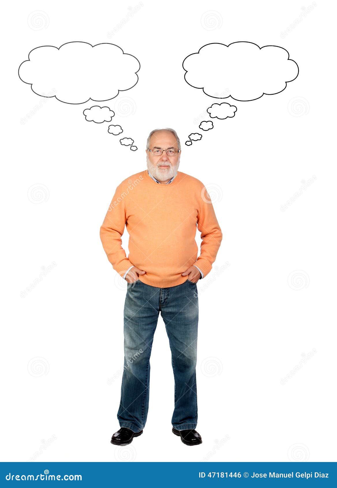 Senior man thinking stock illustration. Illustration of grandfather ...