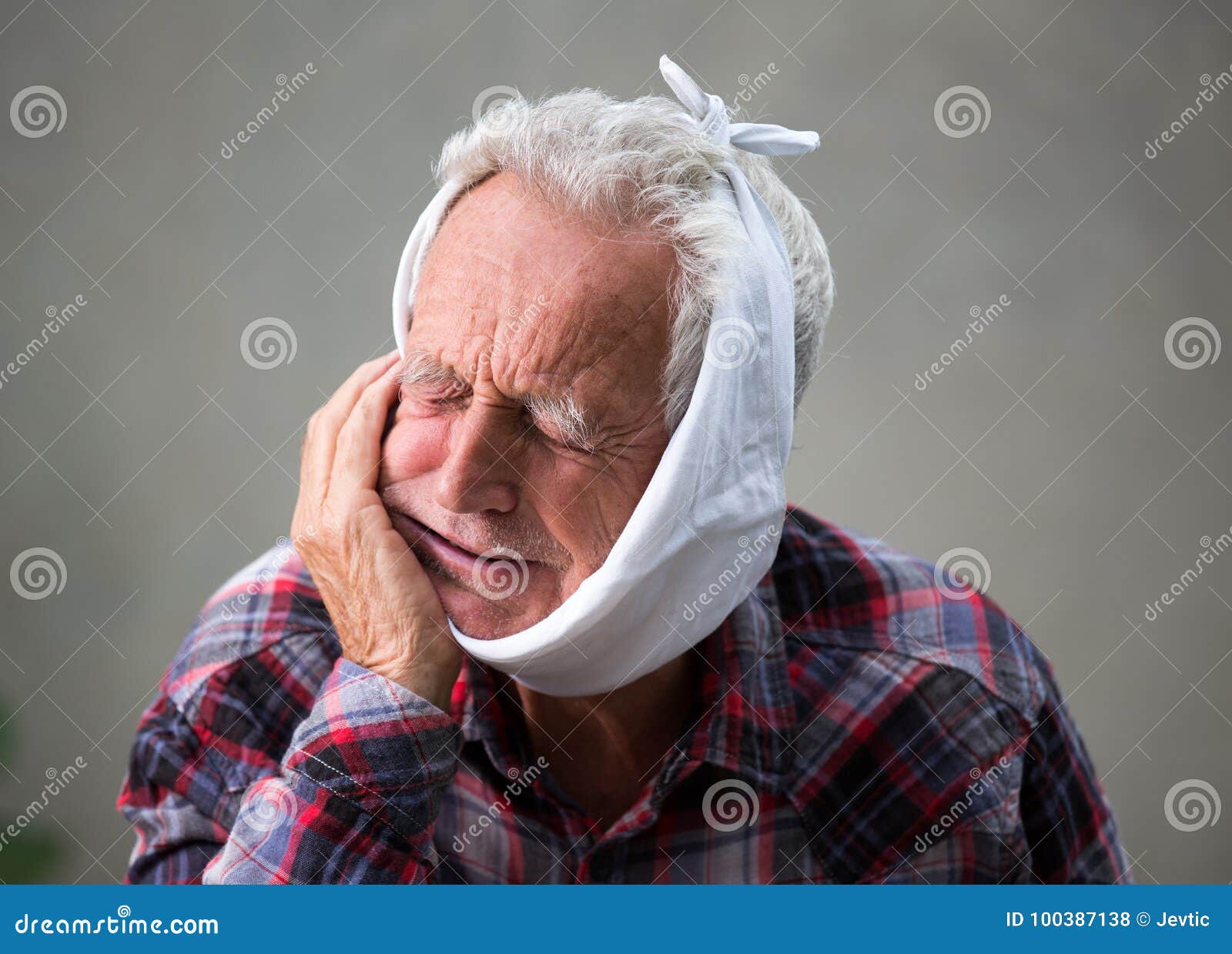 Senior man with toothache stock photo. Image of covering - 100387138