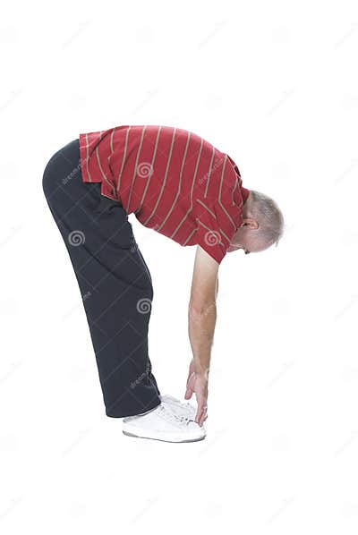 Senior man touching toes stock image. Image of toes, white - 8936029