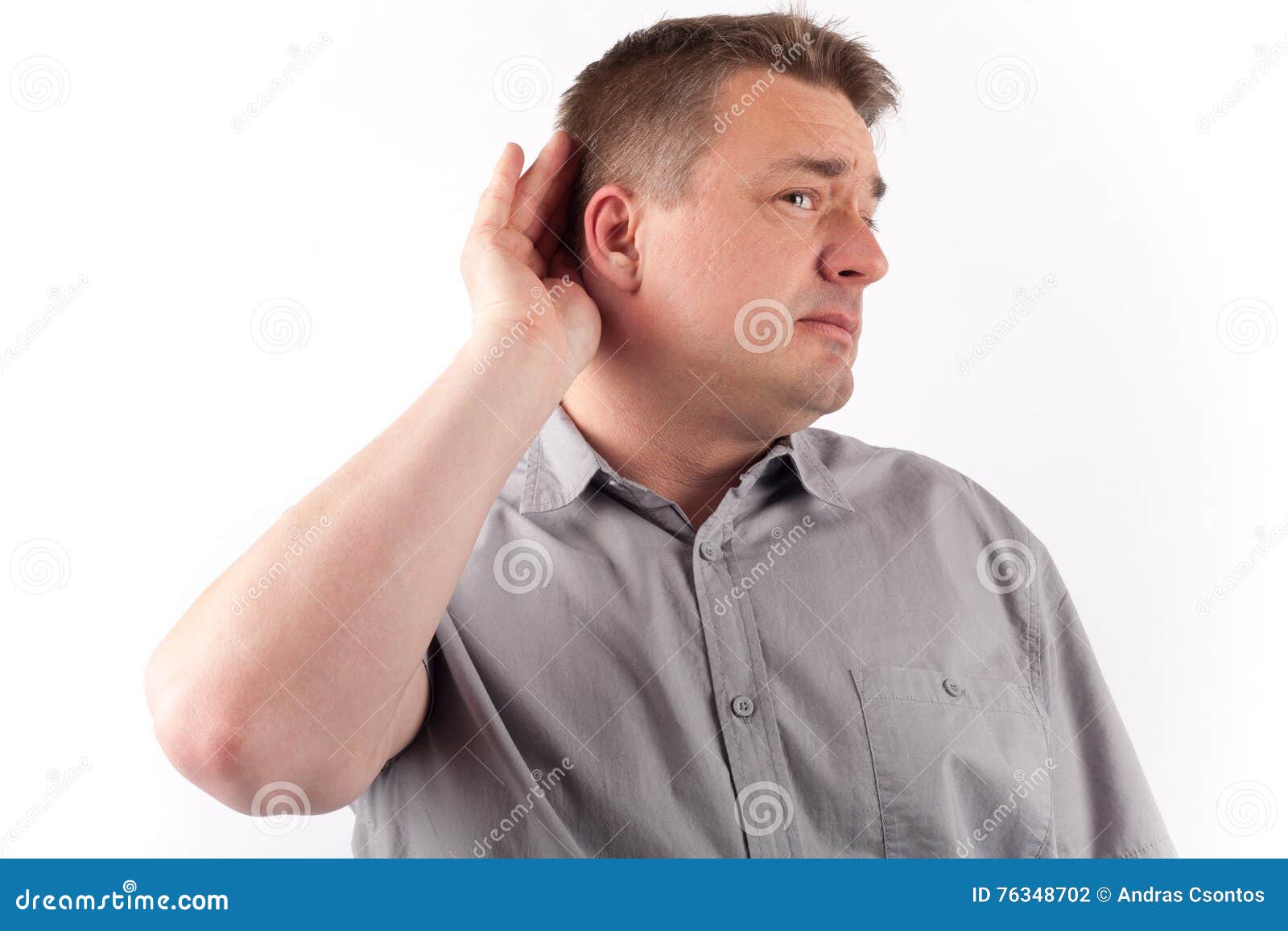 Senior man trying to hear stock photo. Image of impaired - 76348702