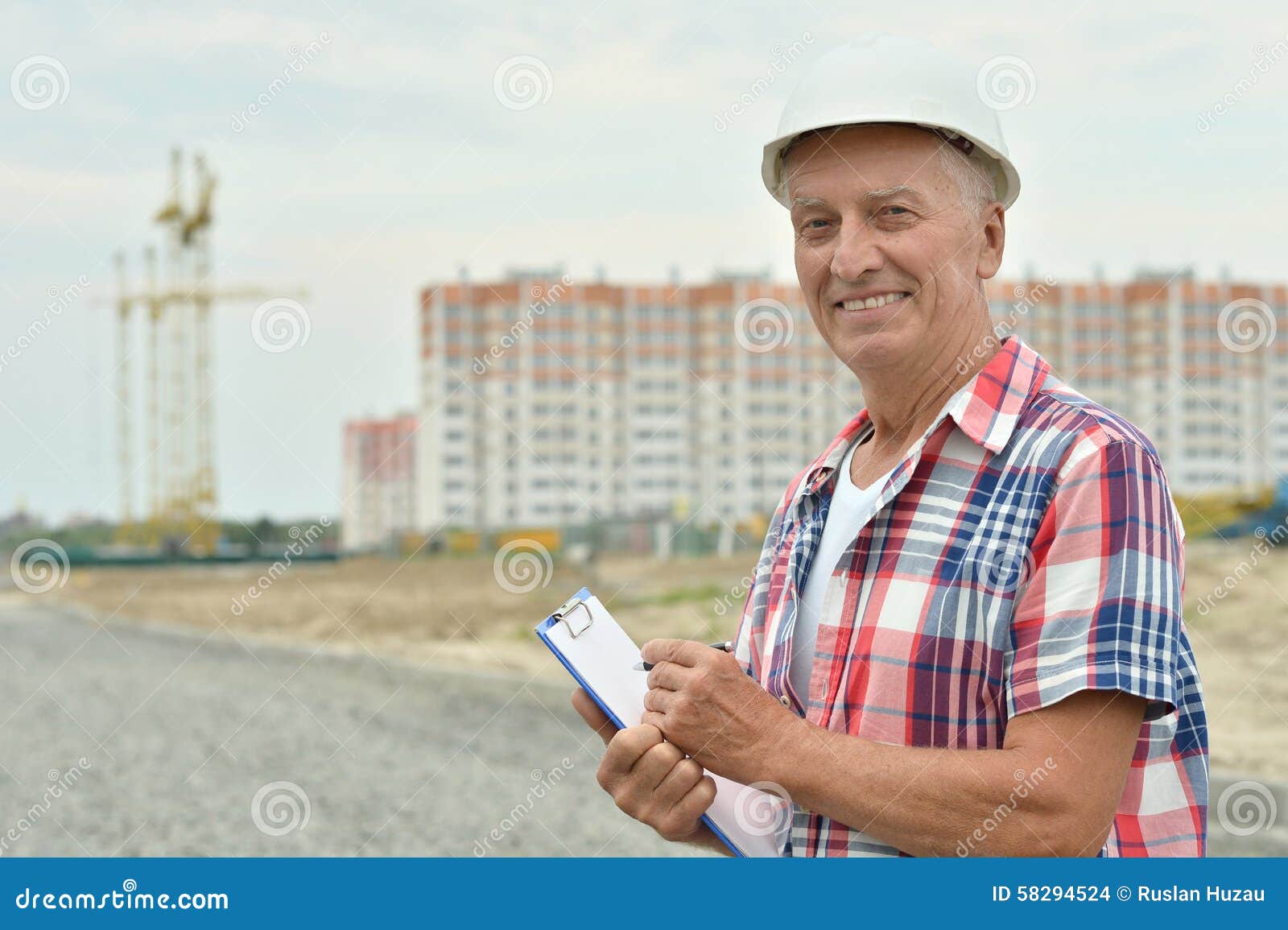 Senior Man in Under Construction Stock Photo - Image of architecture ...