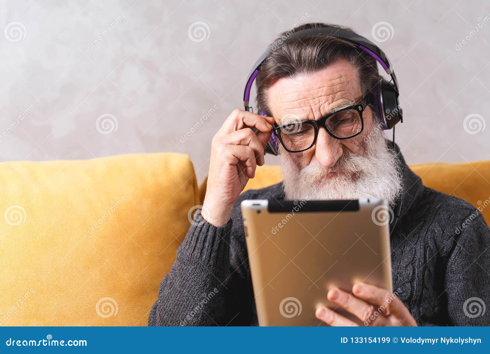 Senior Man Using Digital Tablet Stock Image - Image of office ...