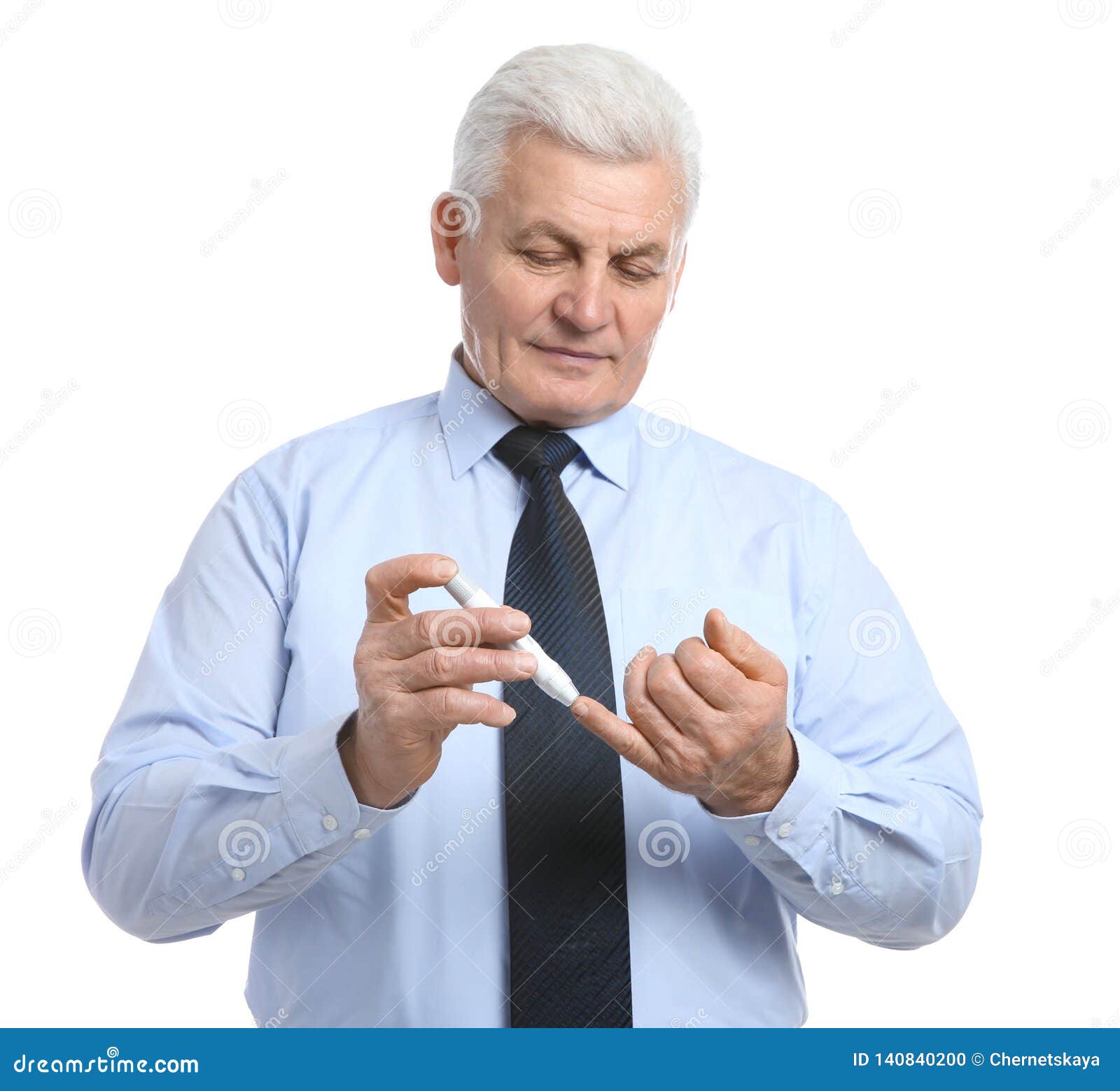 White Lancet Needle For A Glucometer Lies On A Blue Background. Royalty ...