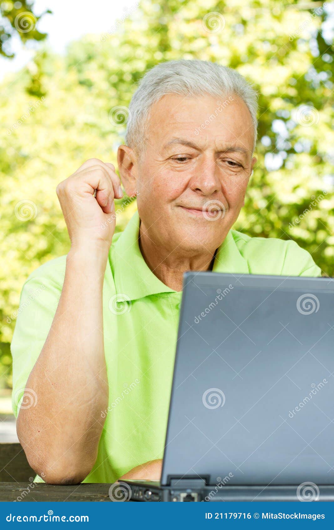Senior man using laptop stock photo. Image of outdoor - 21179716