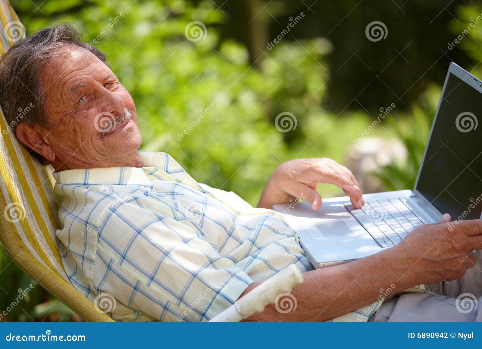 Senior man using laptop stock photo. Image of connectivity - 6890942