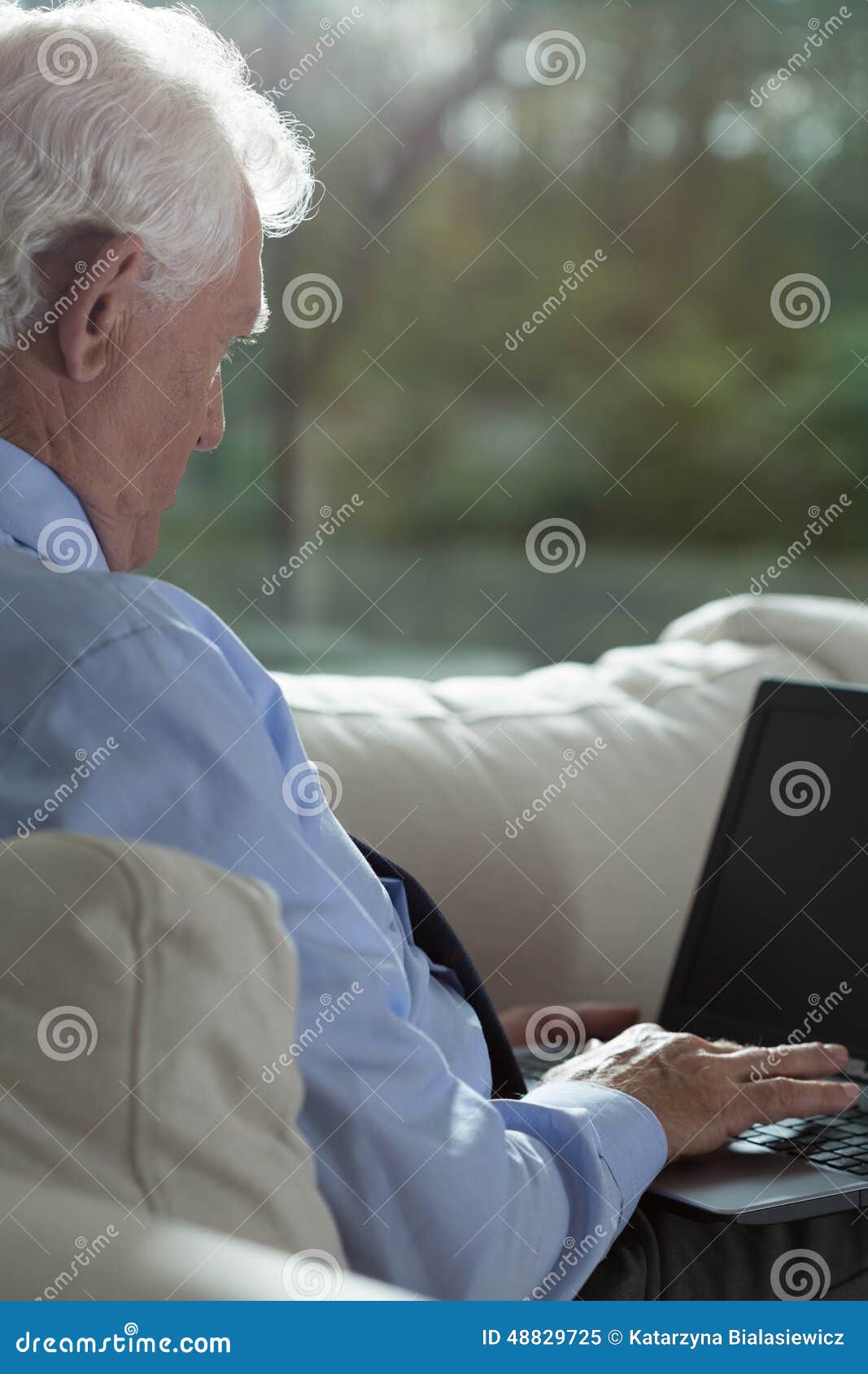 Senior Man Using Laptop Stock Image Image Of Computer 48829725