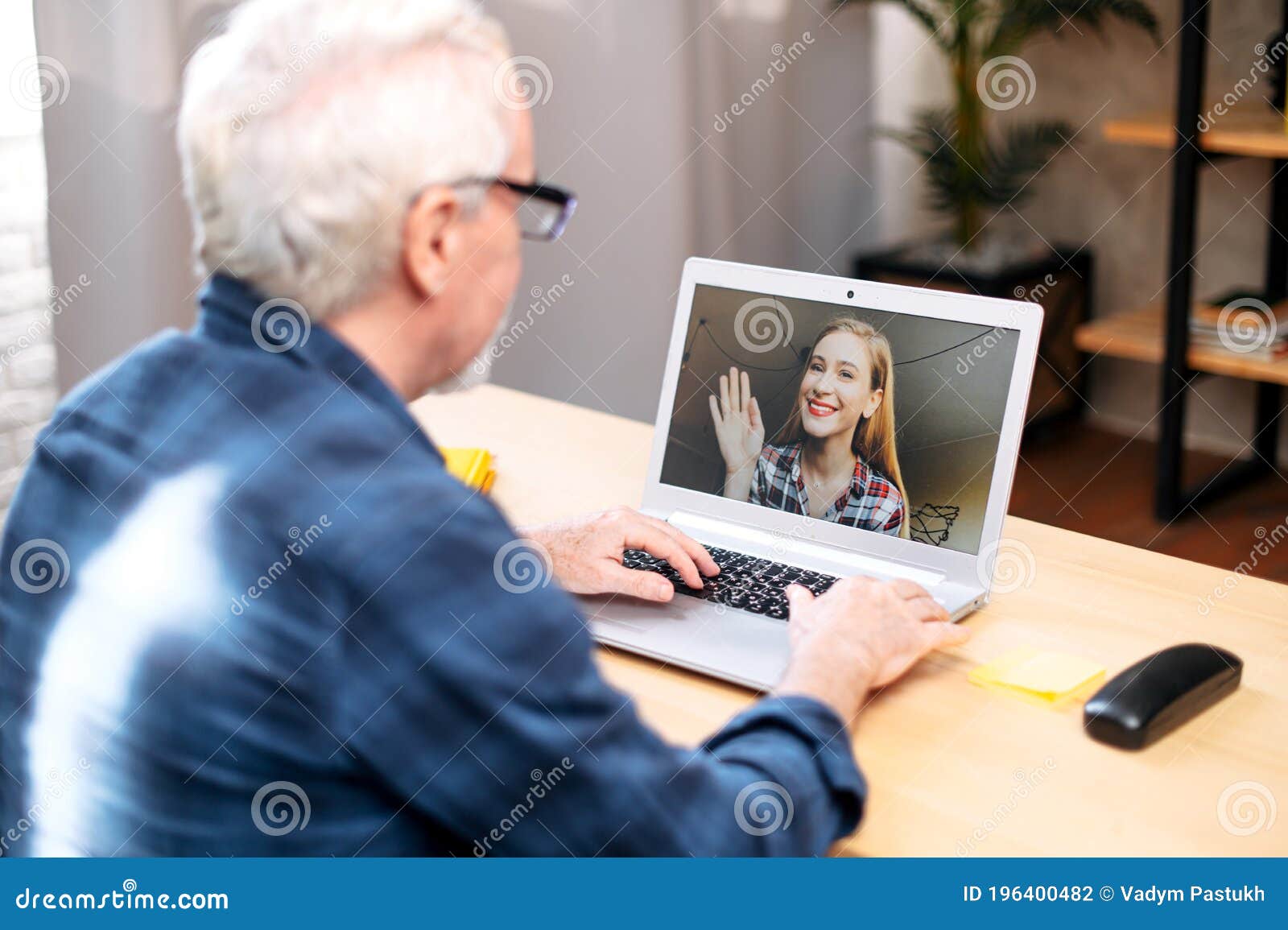 Senior Man Using Laptop for Video Call Stock Photo - Image of senior ...