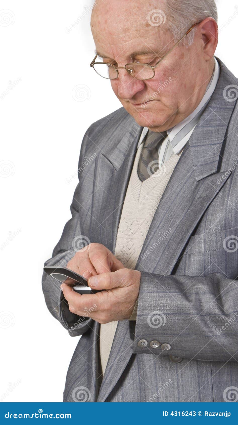 Senior Man Using a Mobile Phone Stock Image - Image of male, pensioner ...