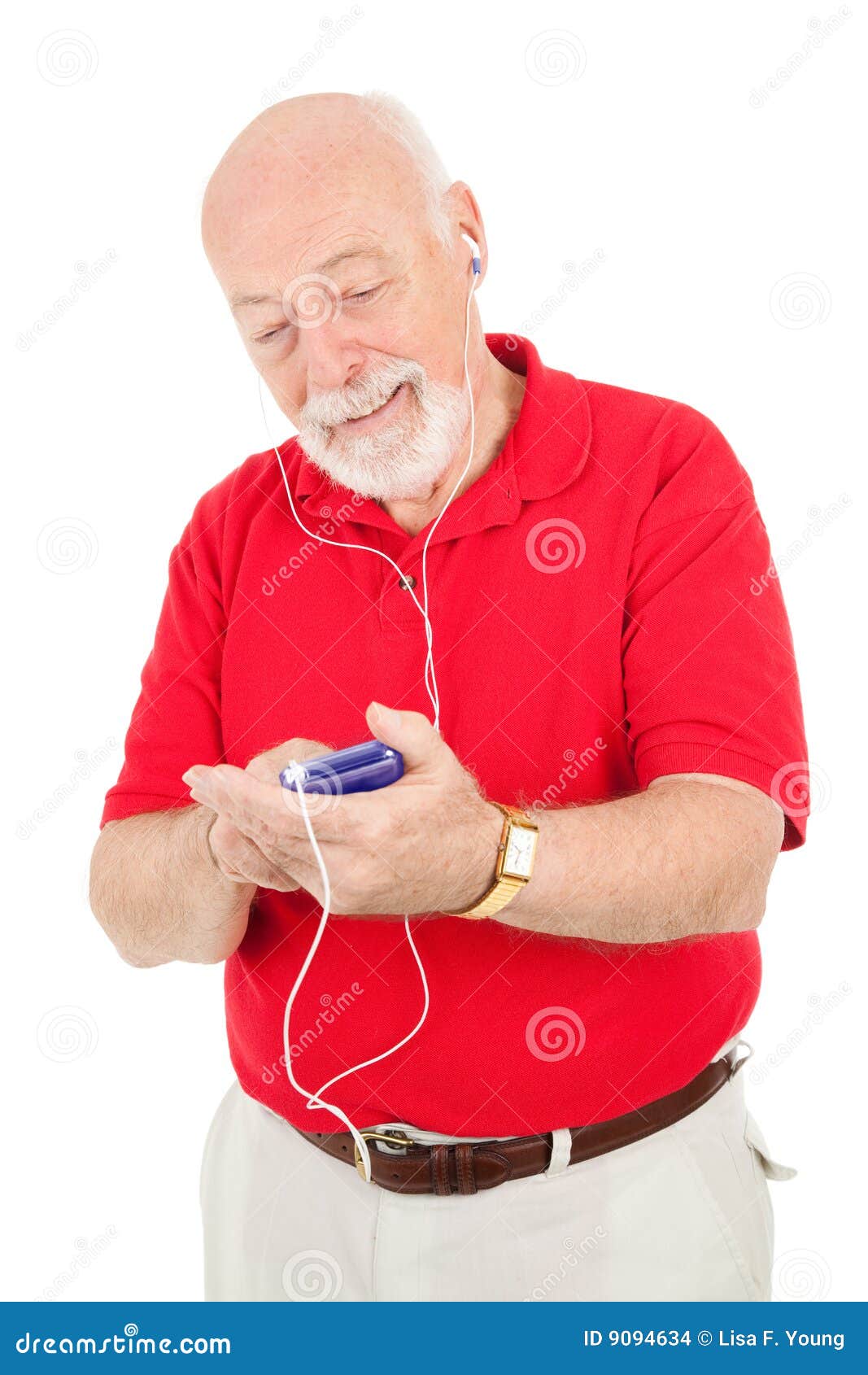 Senior Man Using MP3 Player Stock Photo - Image of browsing, person ...
