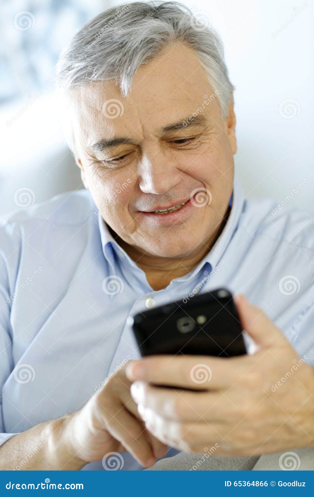 Senior Man Using Smartphone Stock Photo - Image of cellphone ...
