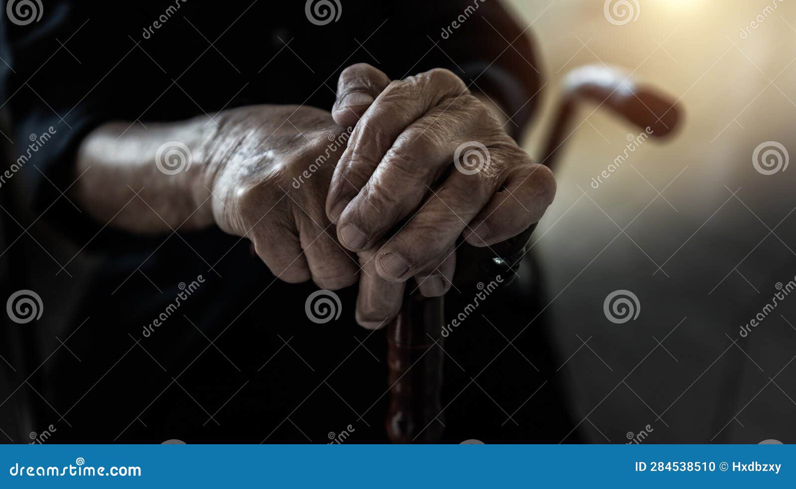 Senior Man Using a Walking Stick Stock Photo - Image of male, people ...