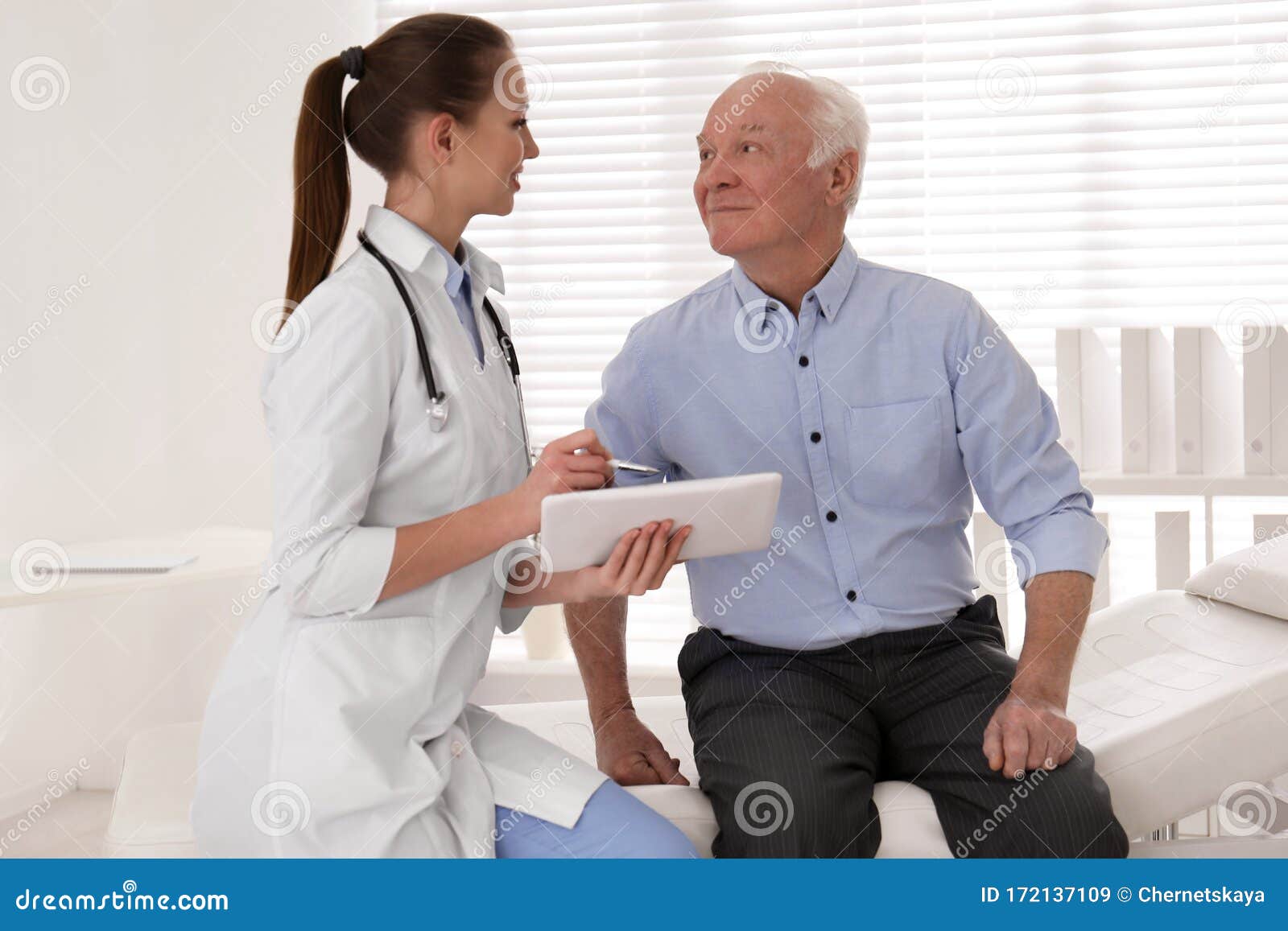 Senior Man Visiting Doctor in Office Stock Image - Image of office ...