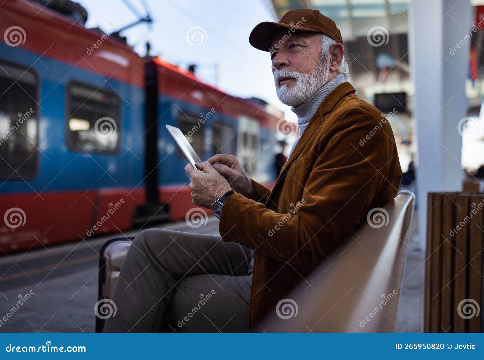 Senior Man Waiting for Train Stock Photo - Image of railway, lifestyle ...